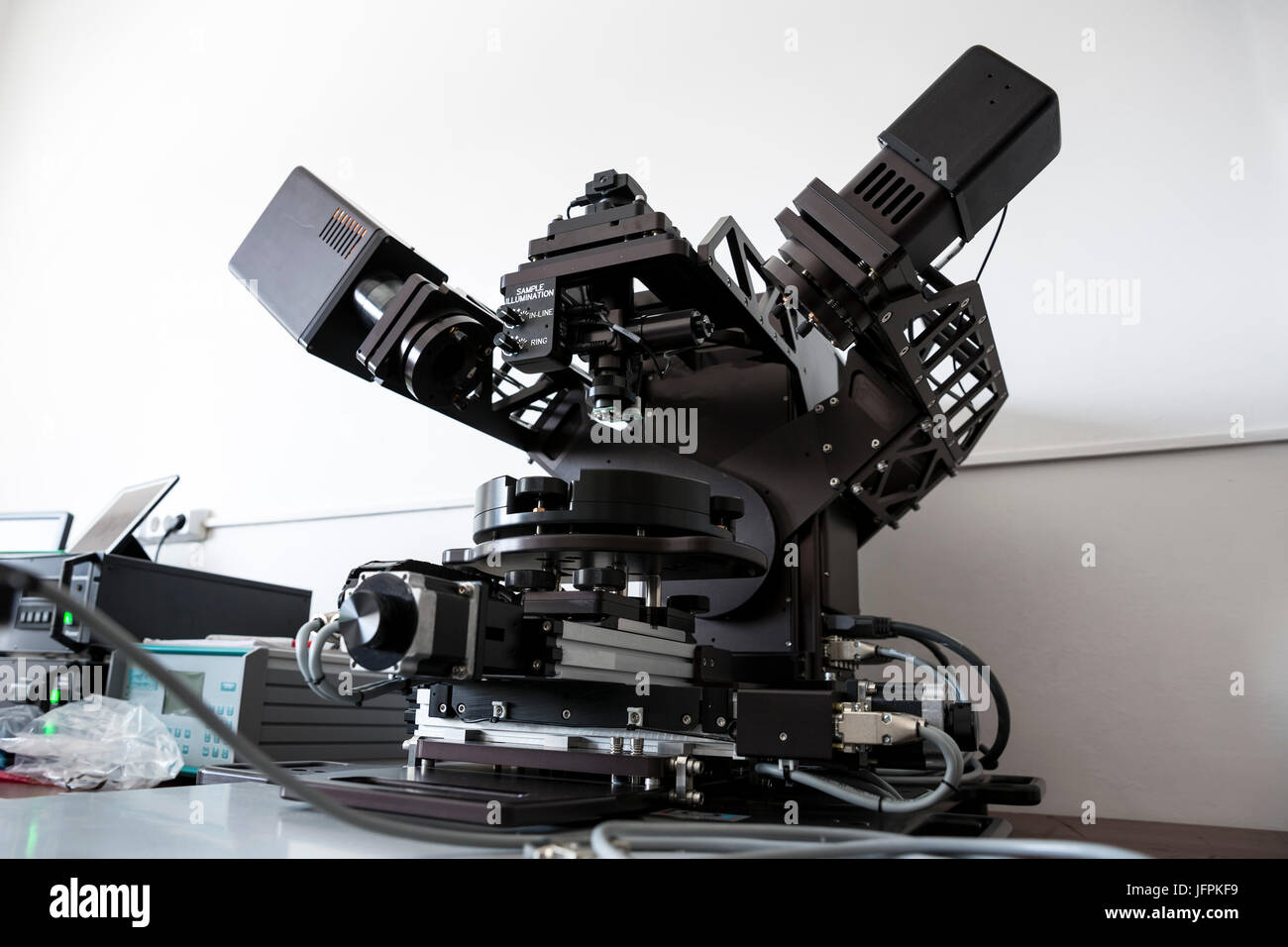 Ellipsometer tool in a laboratory. Ellipsometry is an optical technique ...