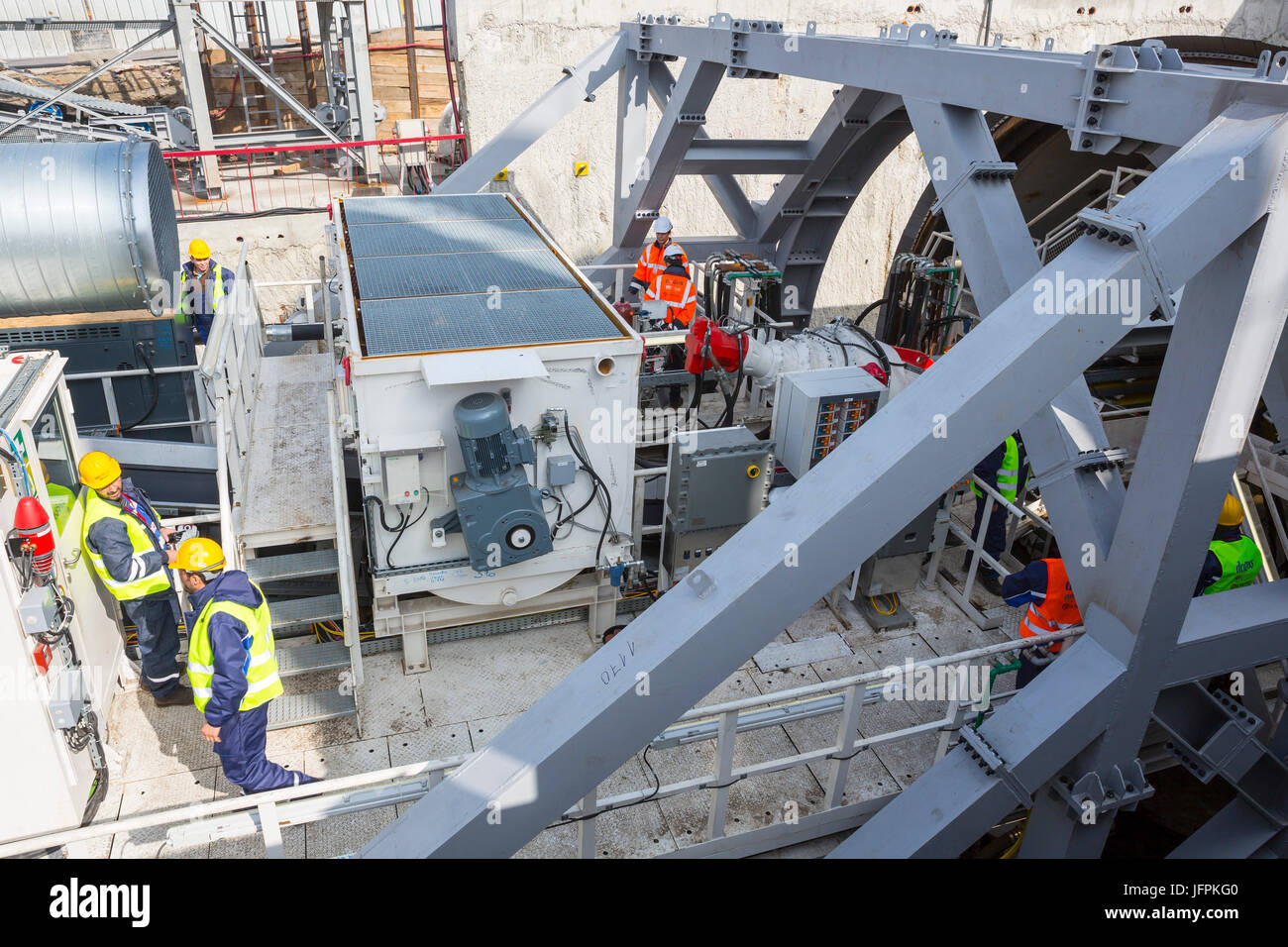 Sofia, Bulgaria - 27 Feb, 2017: Worker in working uniforms and helmets ...