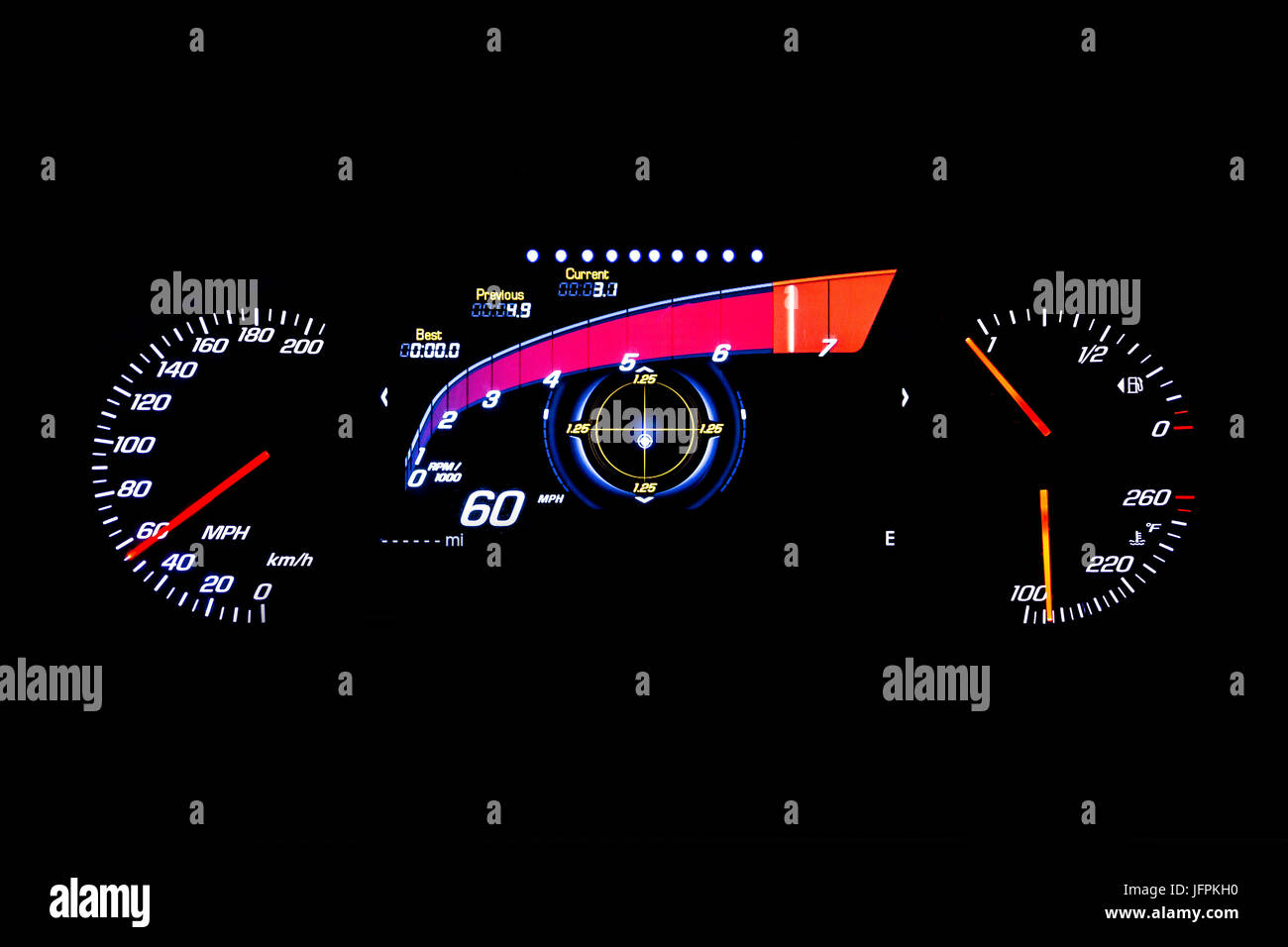 Modern light car mileage (dashboard, milage) isolated on a black ...