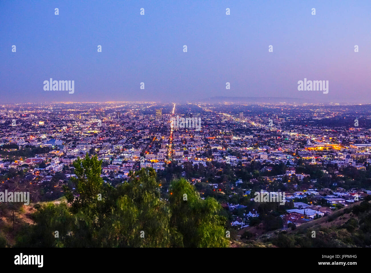 Amazing aerial view over Los Angeles from Griffith Observatory Stock ...