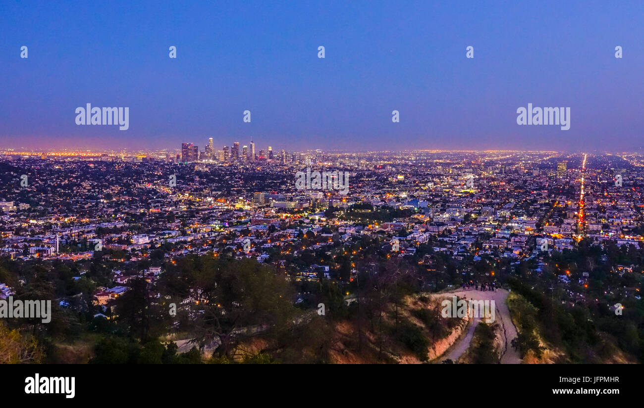 Amazing aerial view over Los Angeles from Griffith Observatory Stock ...