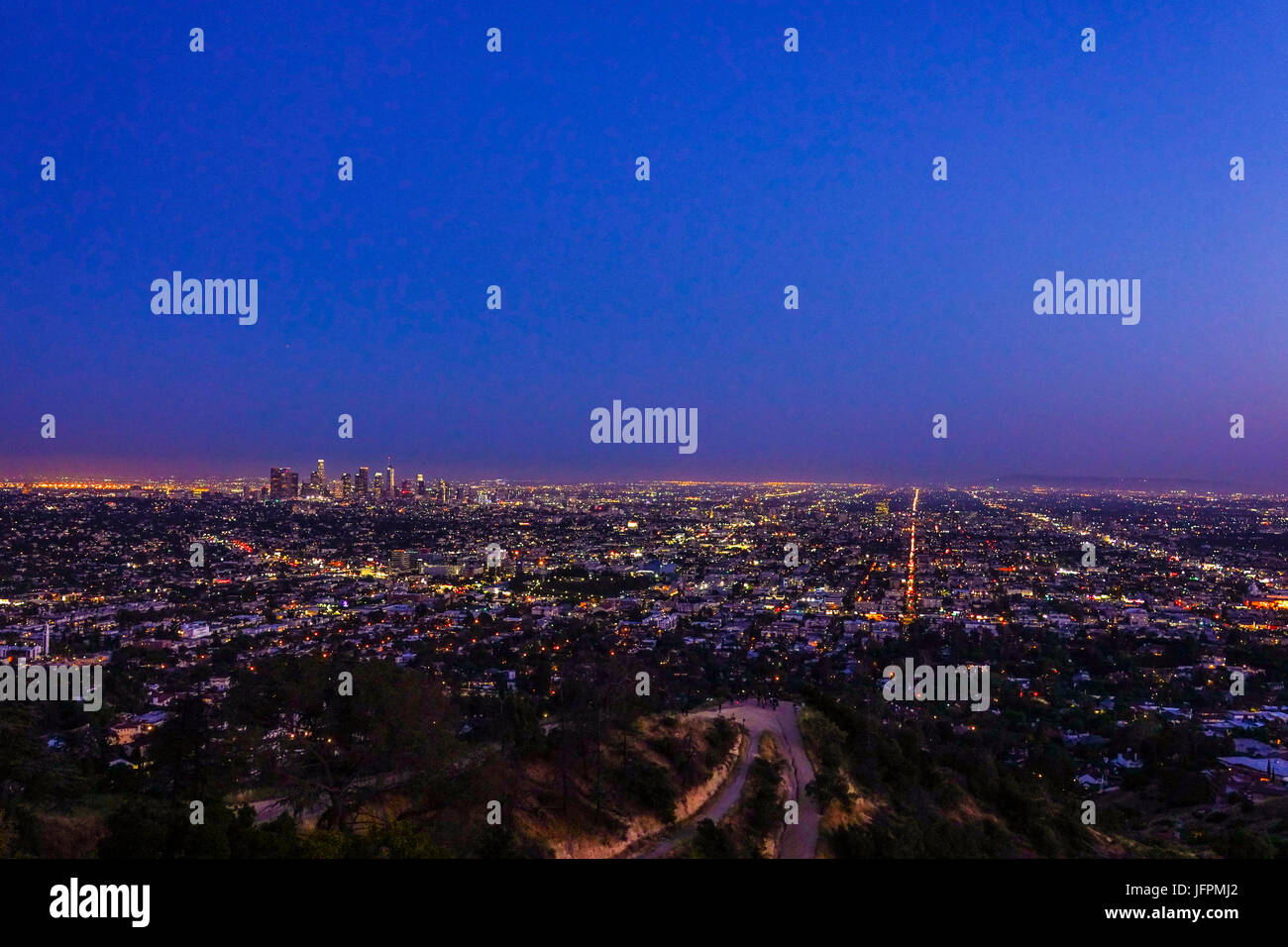 Amazing aerial view over Los Angeles from Griffith Observatory Stock ...