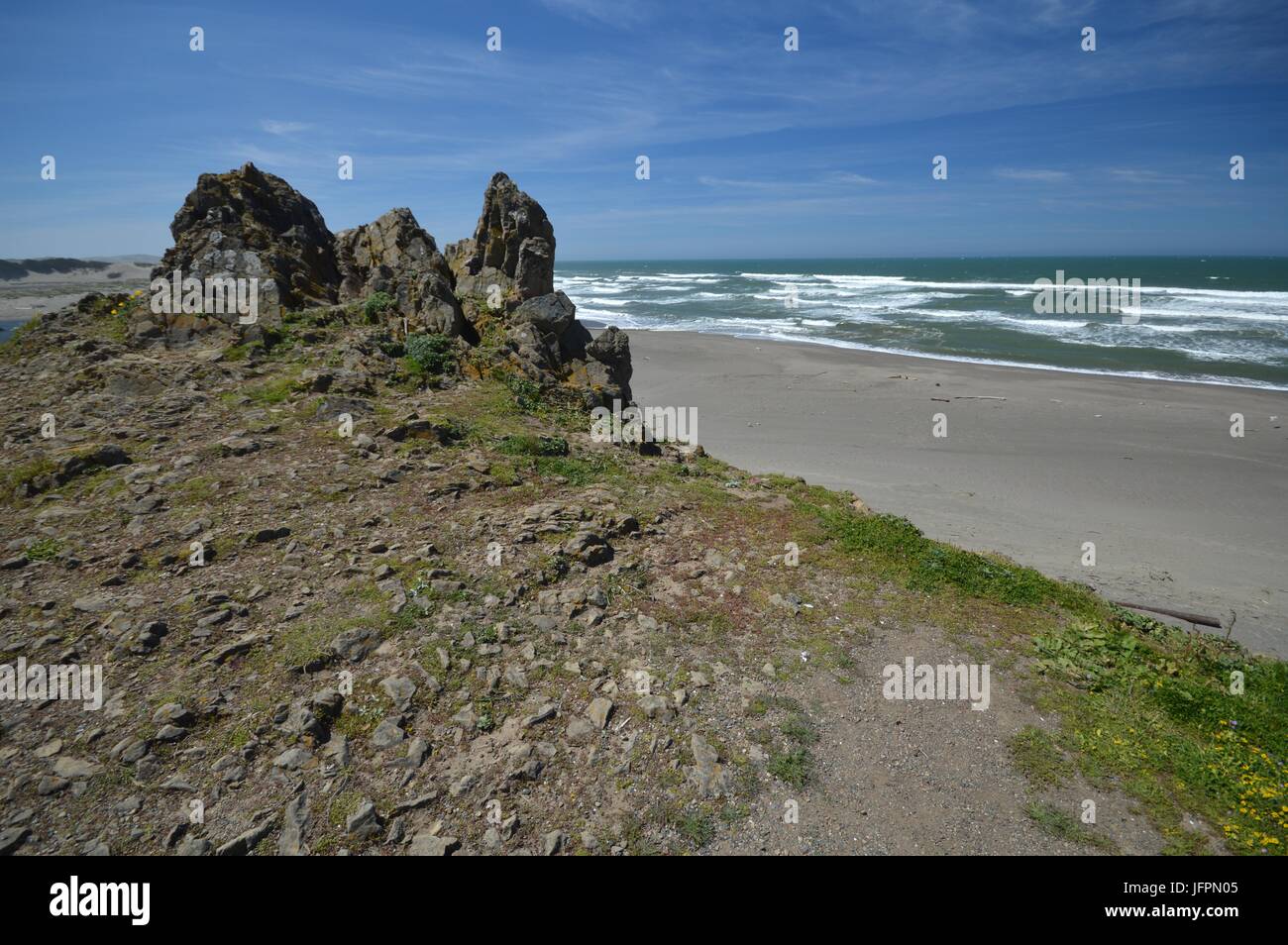 View of the Pacific coast at Goat Rock Beach, on Highway 1 between ...