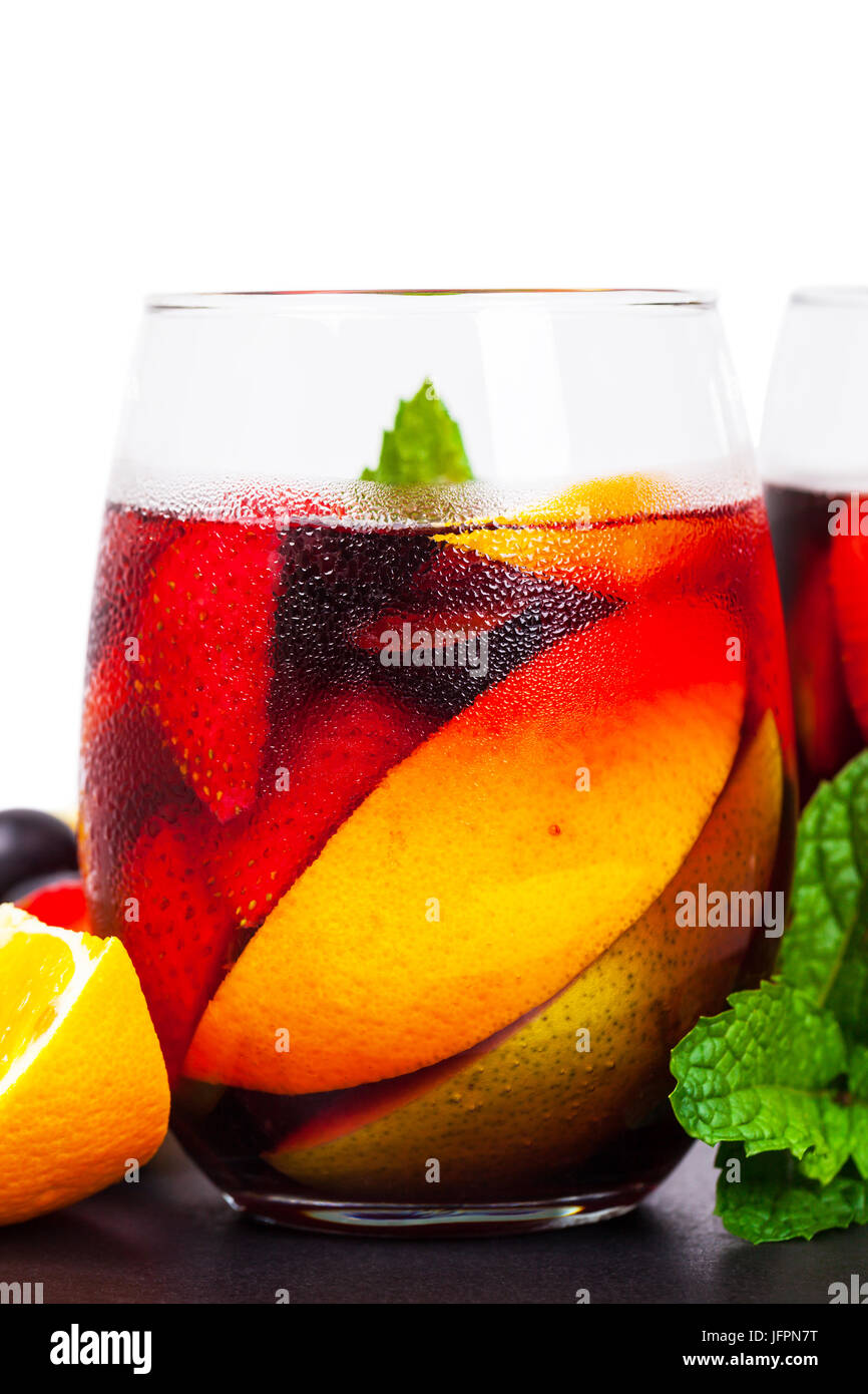 Summer Red Wine Sangria Drink Isolated Stock Photo - Alamy