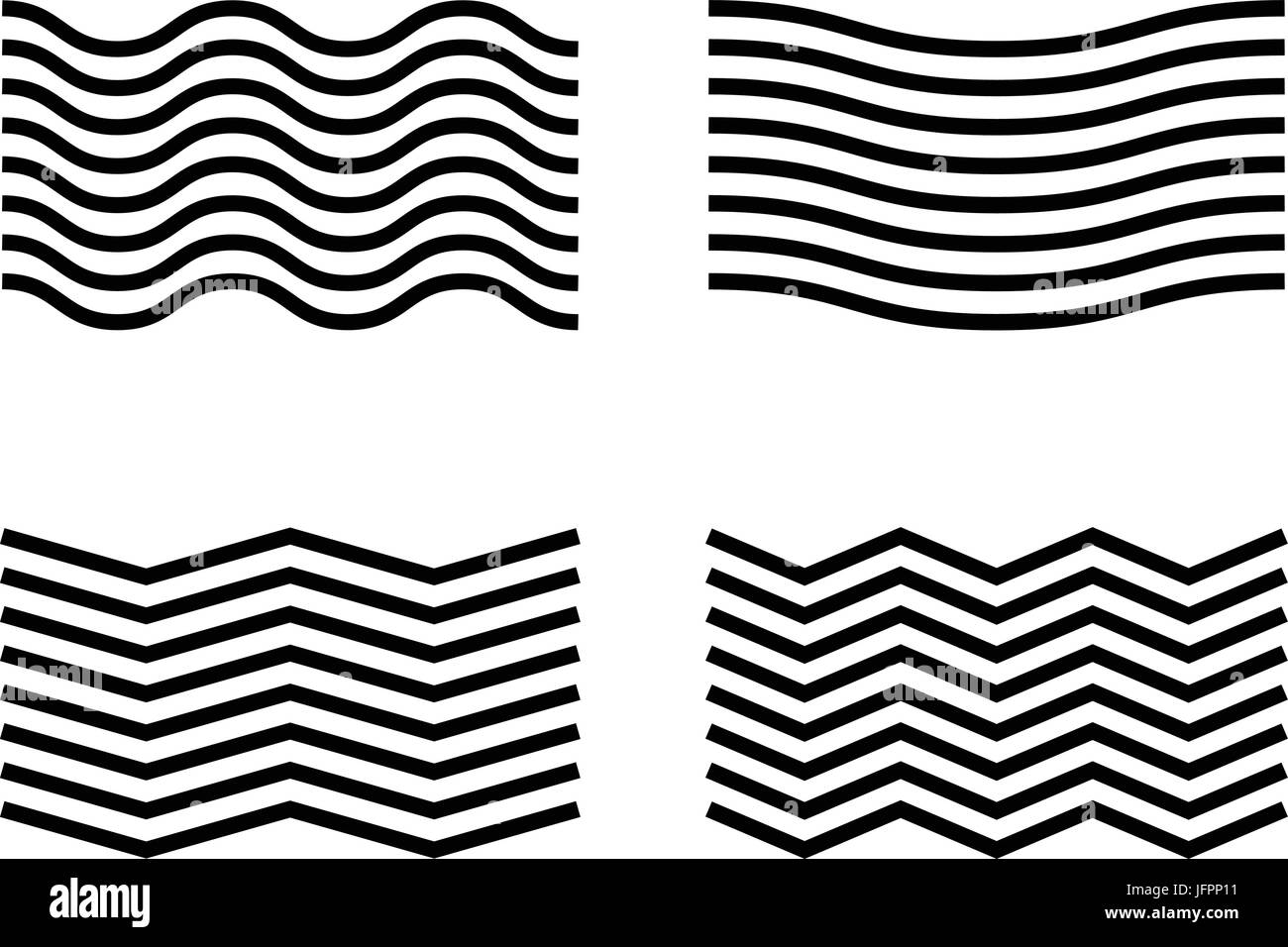 Wavy and zig-zag lines. Waving lines element set Stock Vector Image ...