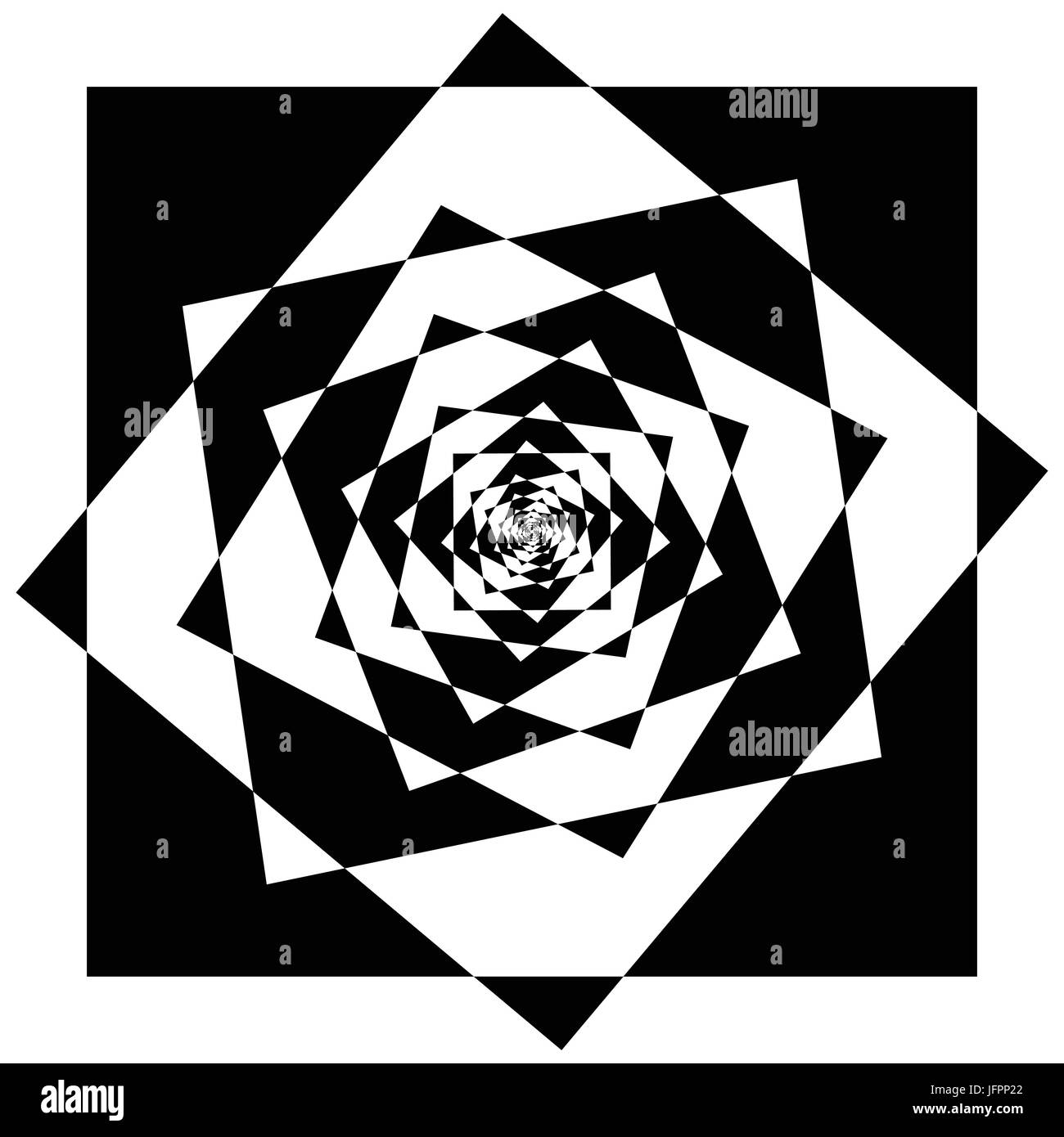 Abstract geometric element with inward rotating squares. Overlapping ...