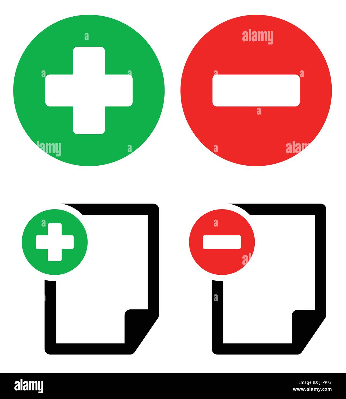 Document icons with add, remove buttons. Symbol set Stock Vector Image & Art - Alamy