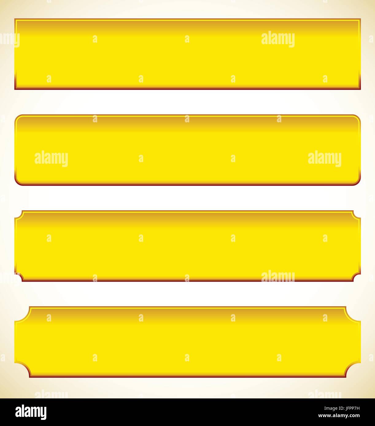 Set of metal plaque, banner shapes. precious metal bars with corner ...