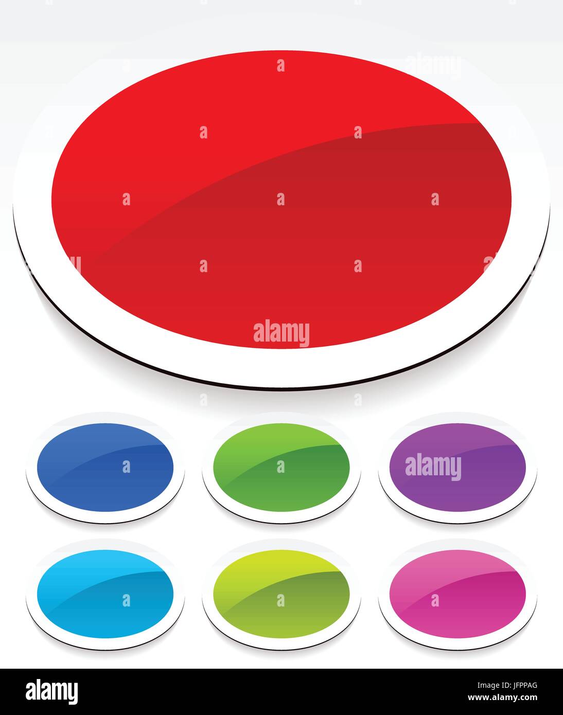 Oval badge / button background in 7 bright, glossy color. Blank badge ...