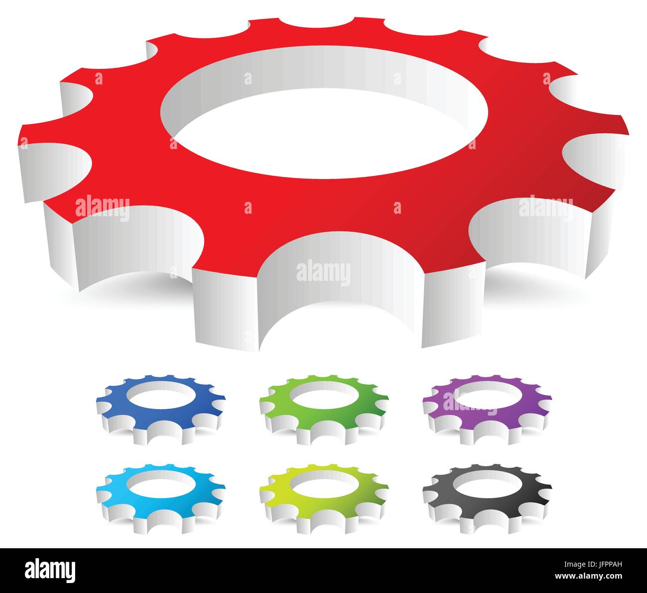 3D gear, gearwheel icon in 7 bright colors Stock Vector Image & Art - Alamy