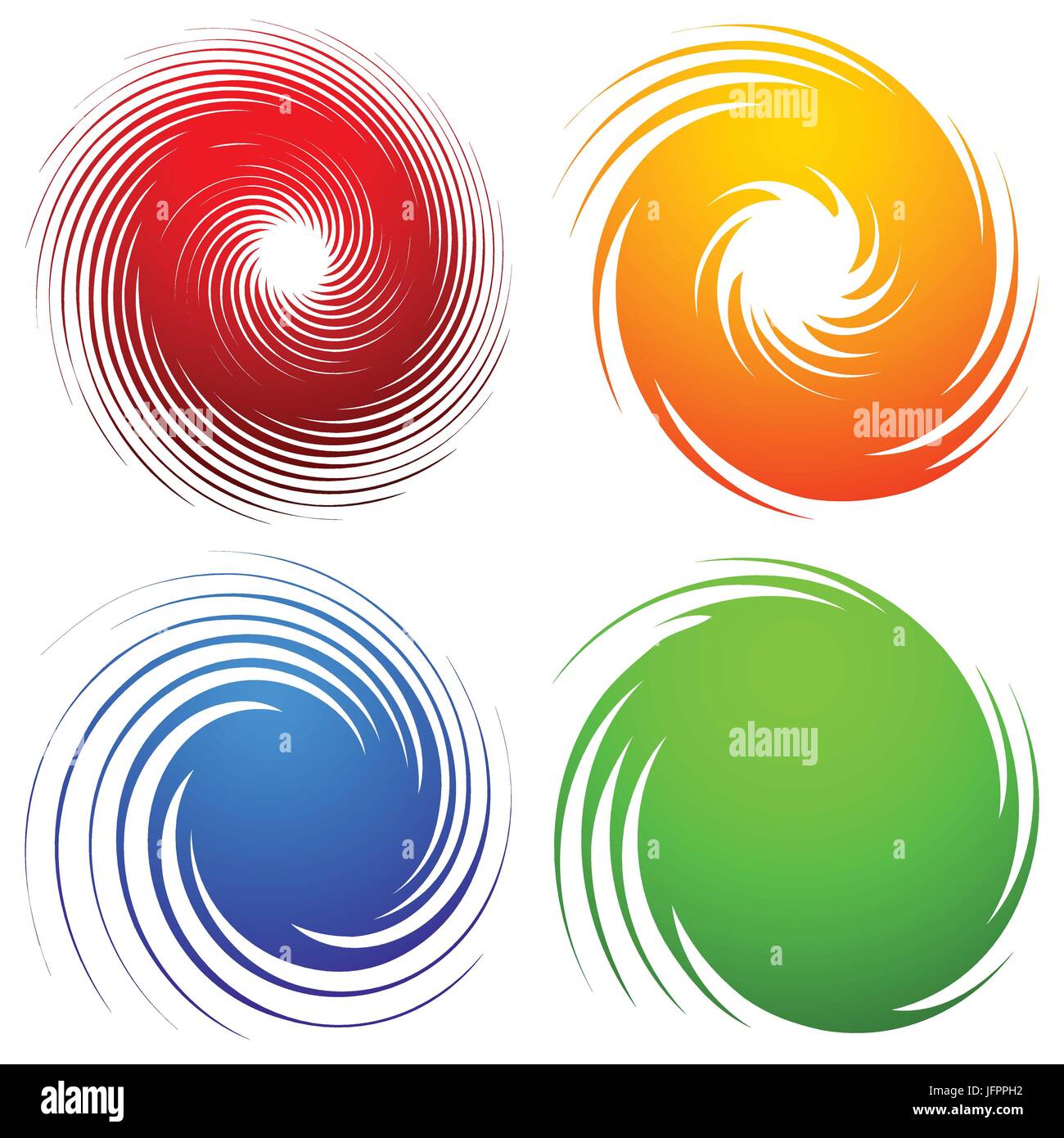 Colorful spiral set. Abstract swirl, twirl design elements with 4 ... Colorful spiral set. Abstract swirl, twirl design elements with 4 ...