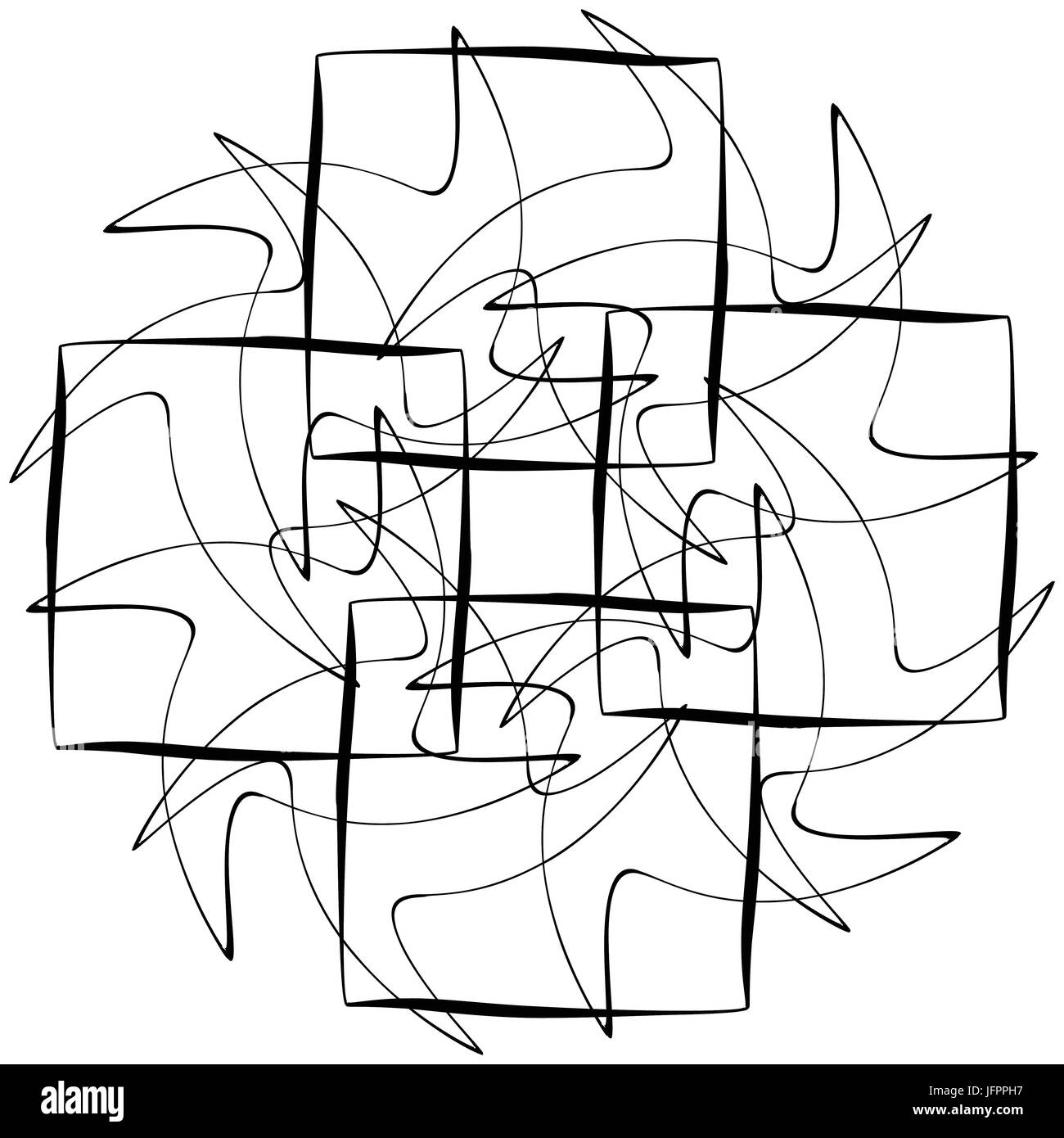 Different linear geometric objects. Random intersecting lines forming ...