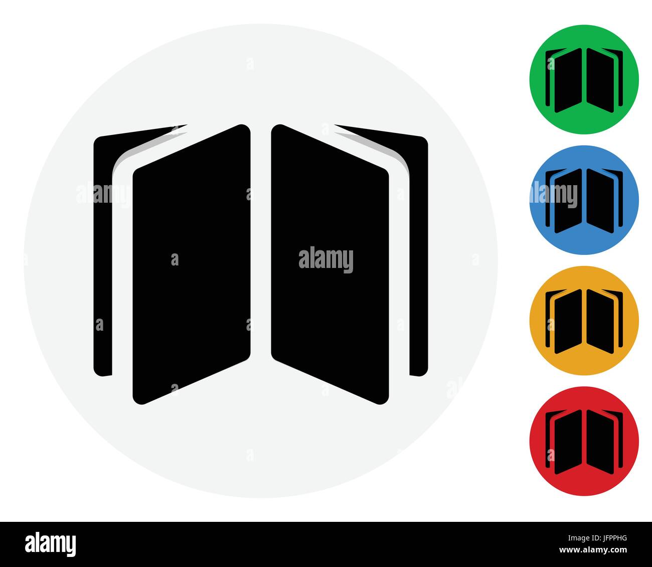 Open book, open booklet icon. Open book symbol on colored circles Stock ...