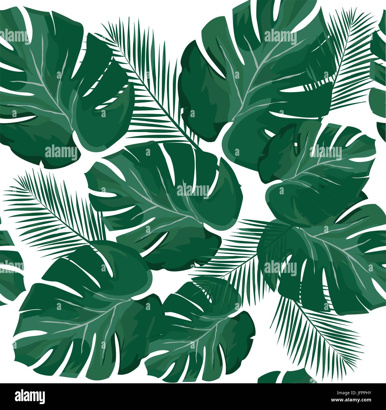 vector illustration of tropical palm tree leaves background Stock ...