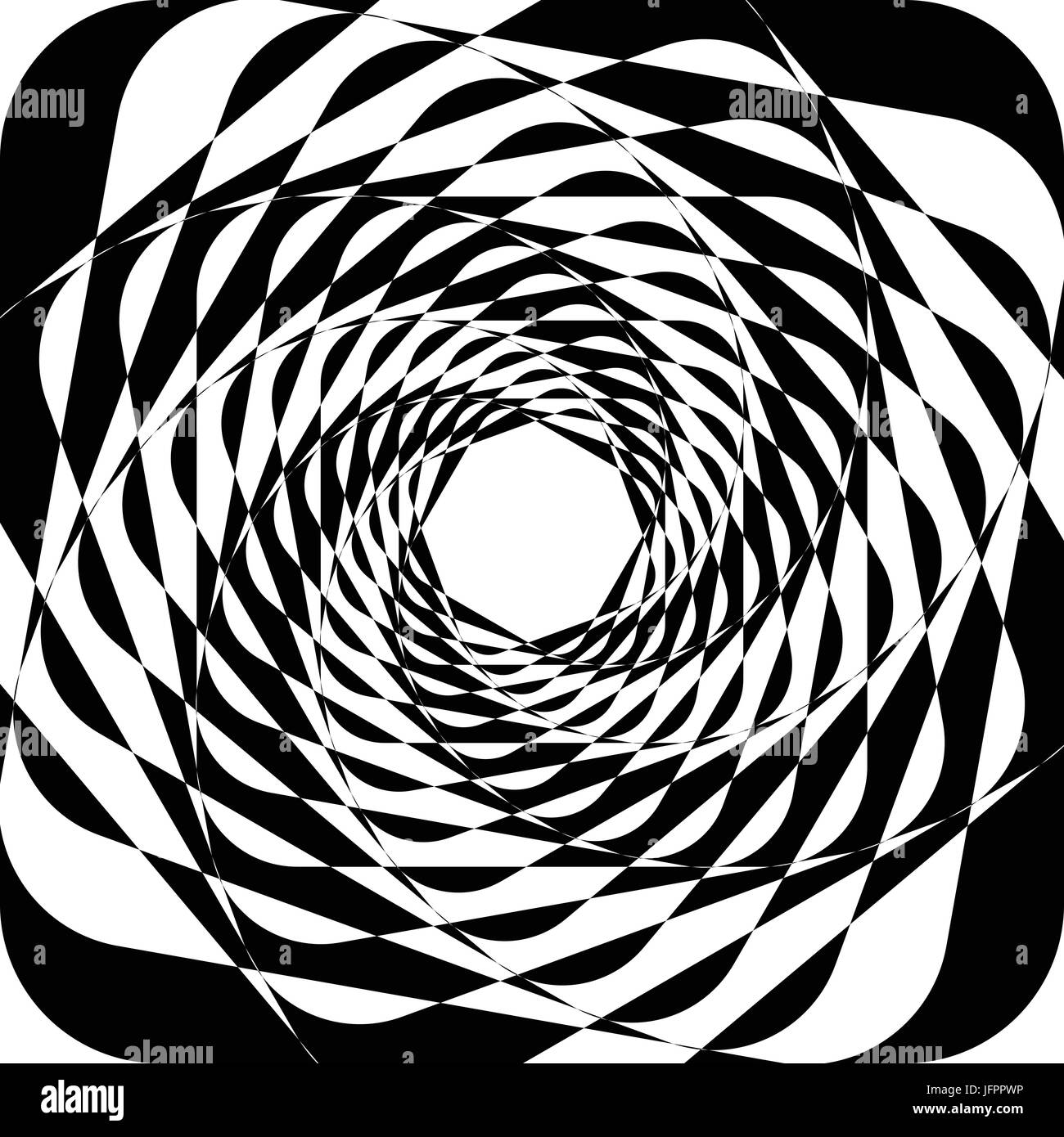 Abstract geometric element with inward rotating squares. Overlapping ...
