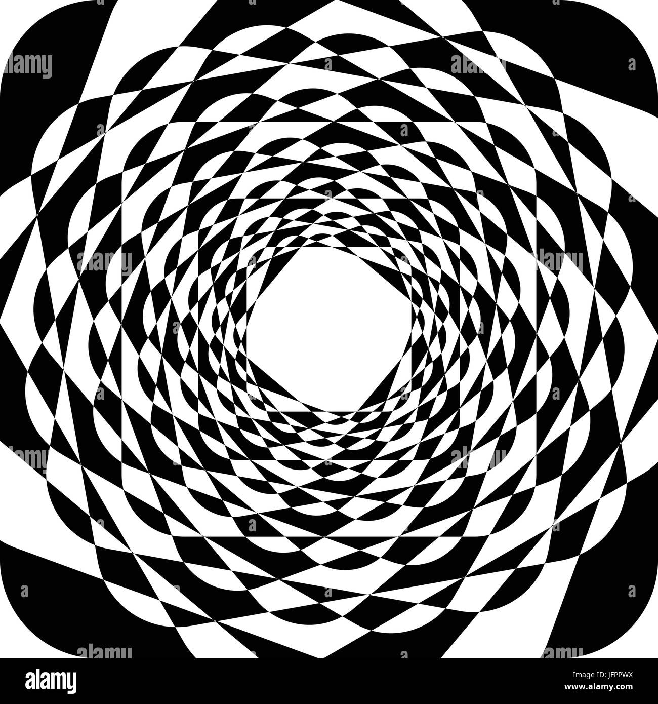 Abstract geometric element with inward rotating squares. Overlapping ...