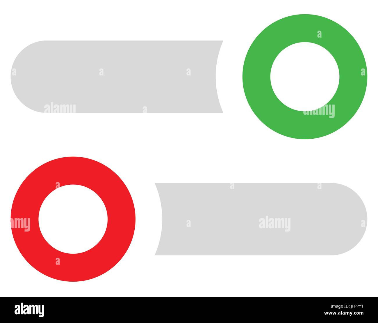 Rectangular buttons, switches set at different states. Slider, adjuster ...