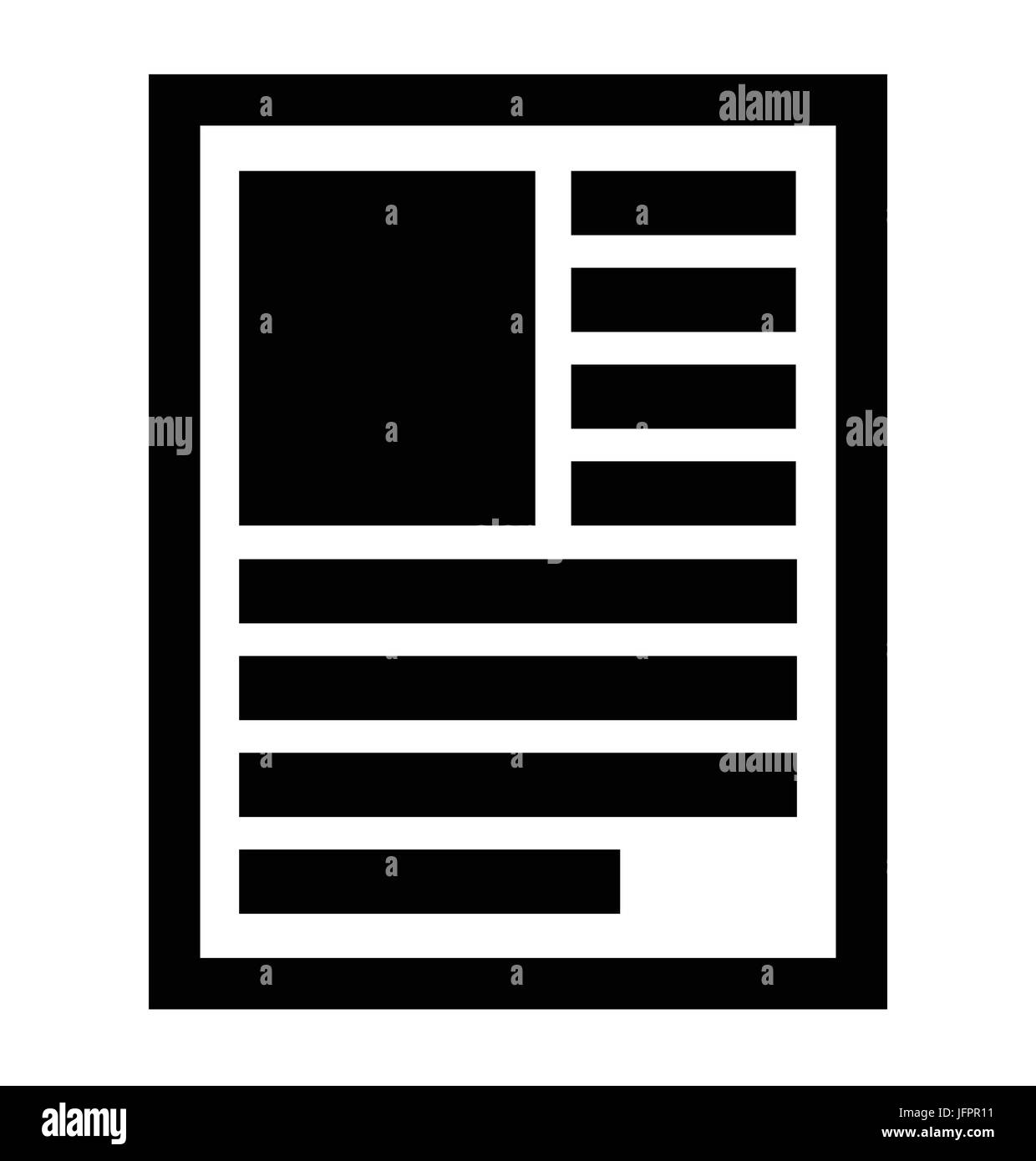 Document, note, book, publication page symbol, icon. Layout of a page ...