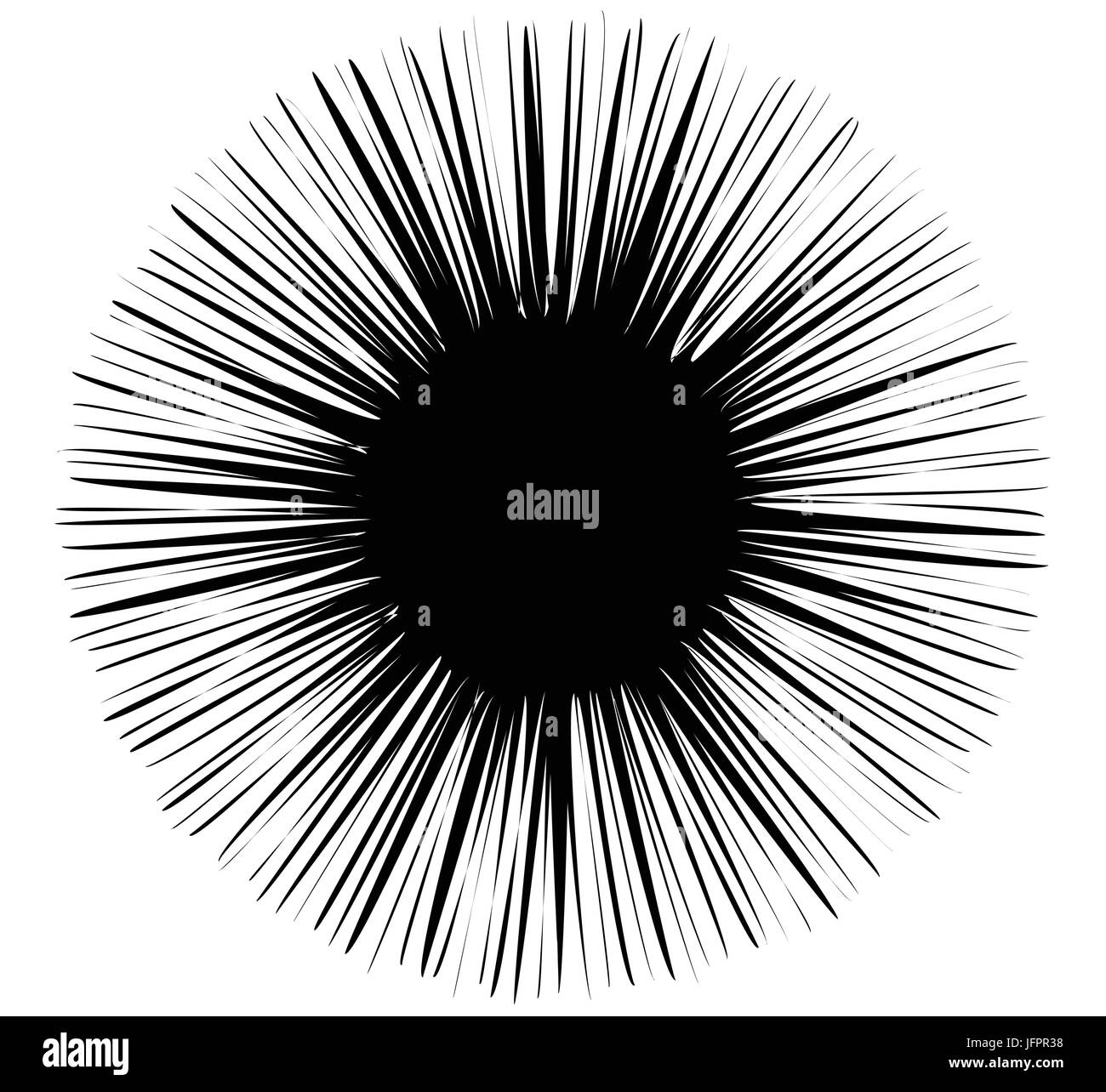 Abstract design element with radial lines. Circular shape in radiating ...