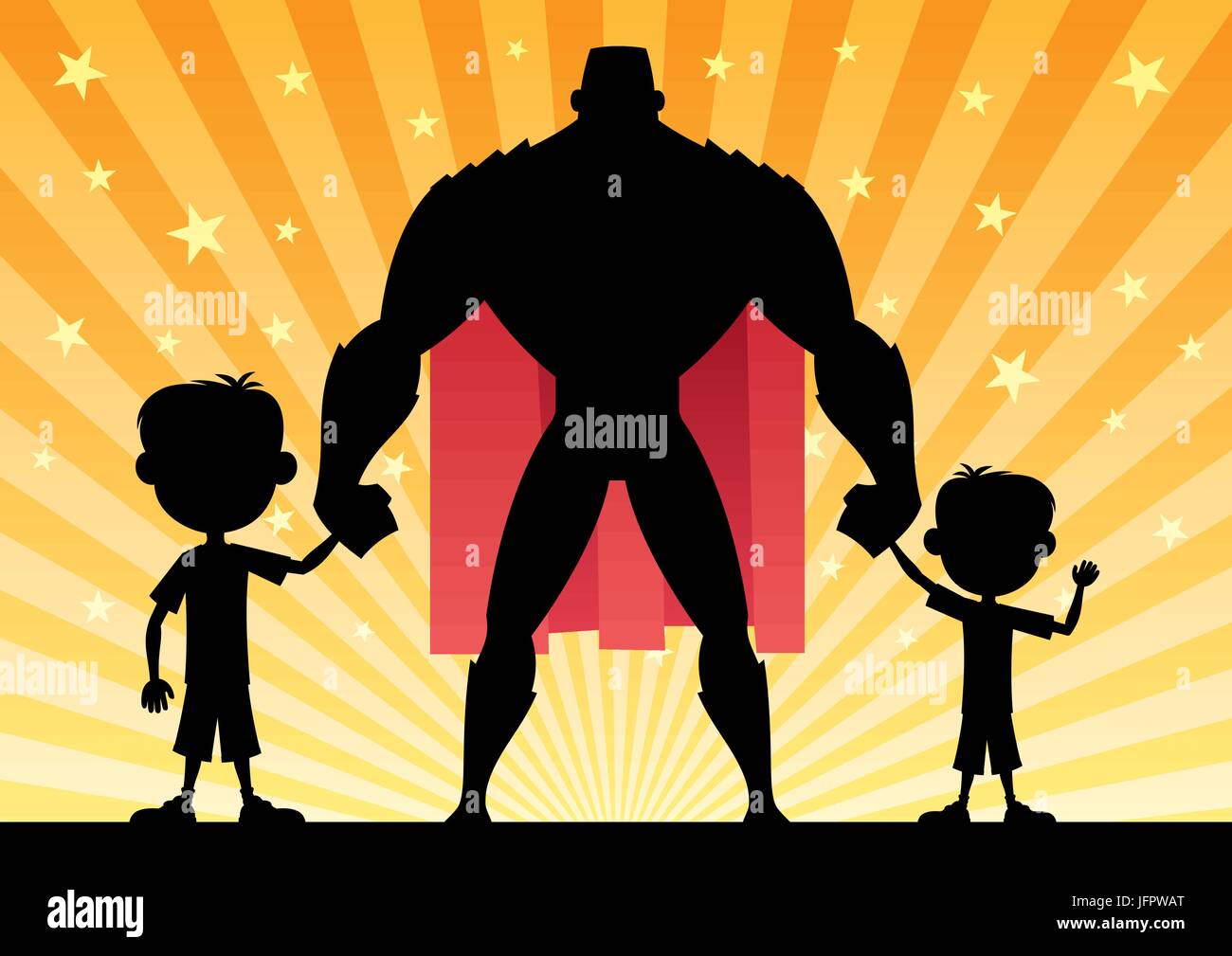 Super dad with his 2 sons Stock Vector Image & Art - Alamy