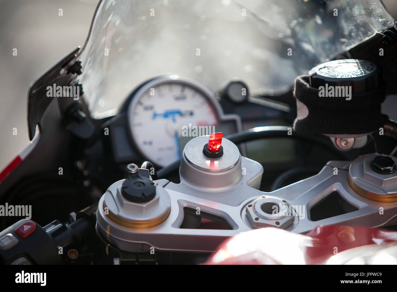 Dashboard of a sports bike Stock Photo - Alamy