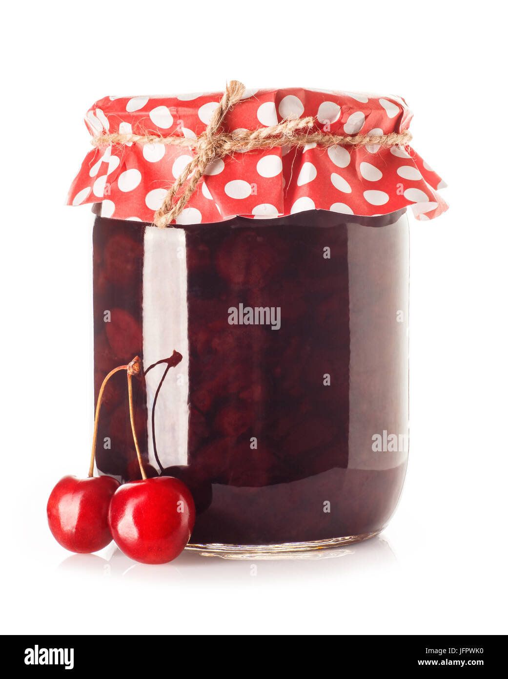 Cherry jam. Glass jar of cherry jam and fresh cherries near isolated on ...