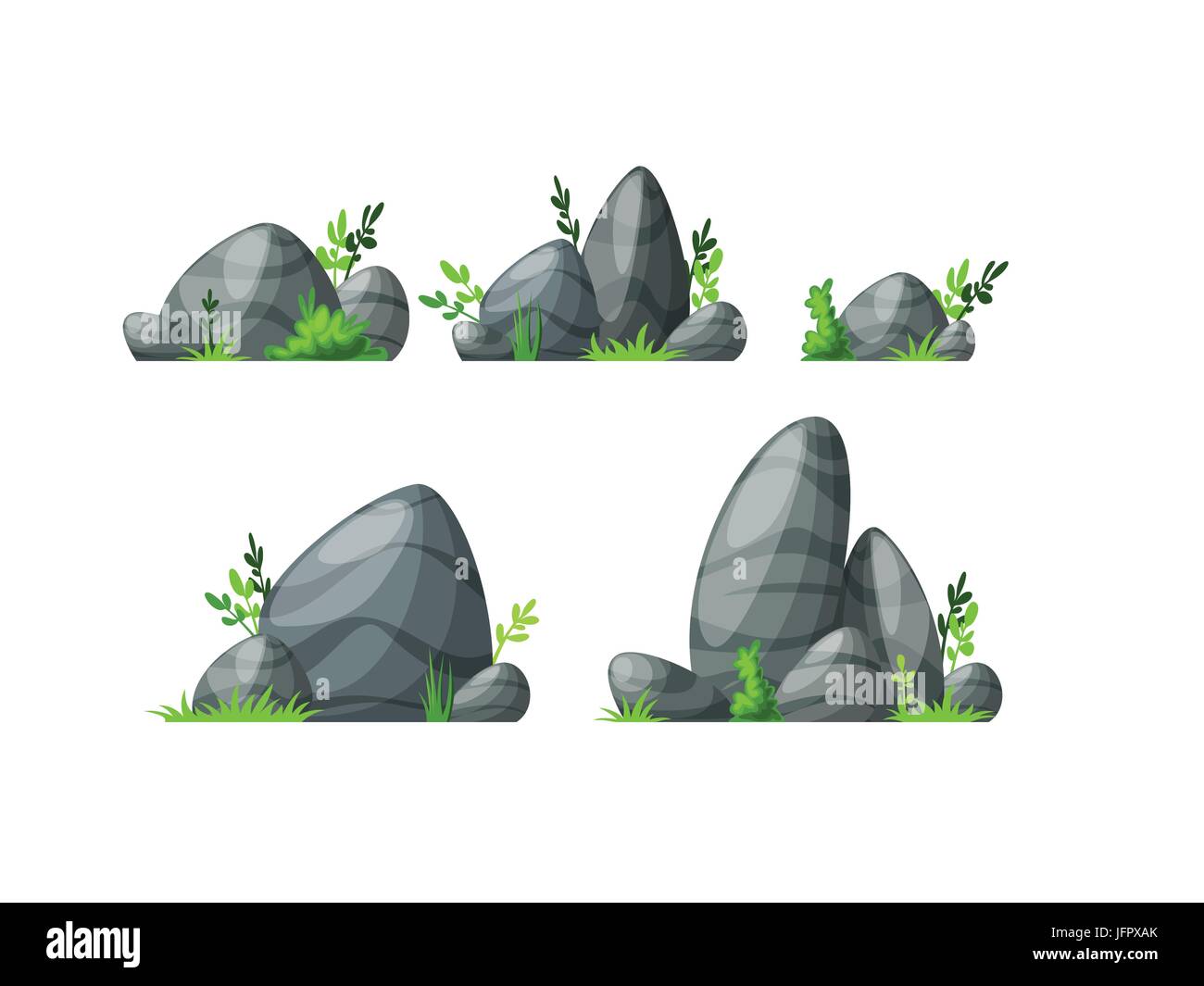 Stones grass vector stone Stock Vector Images - Alamy