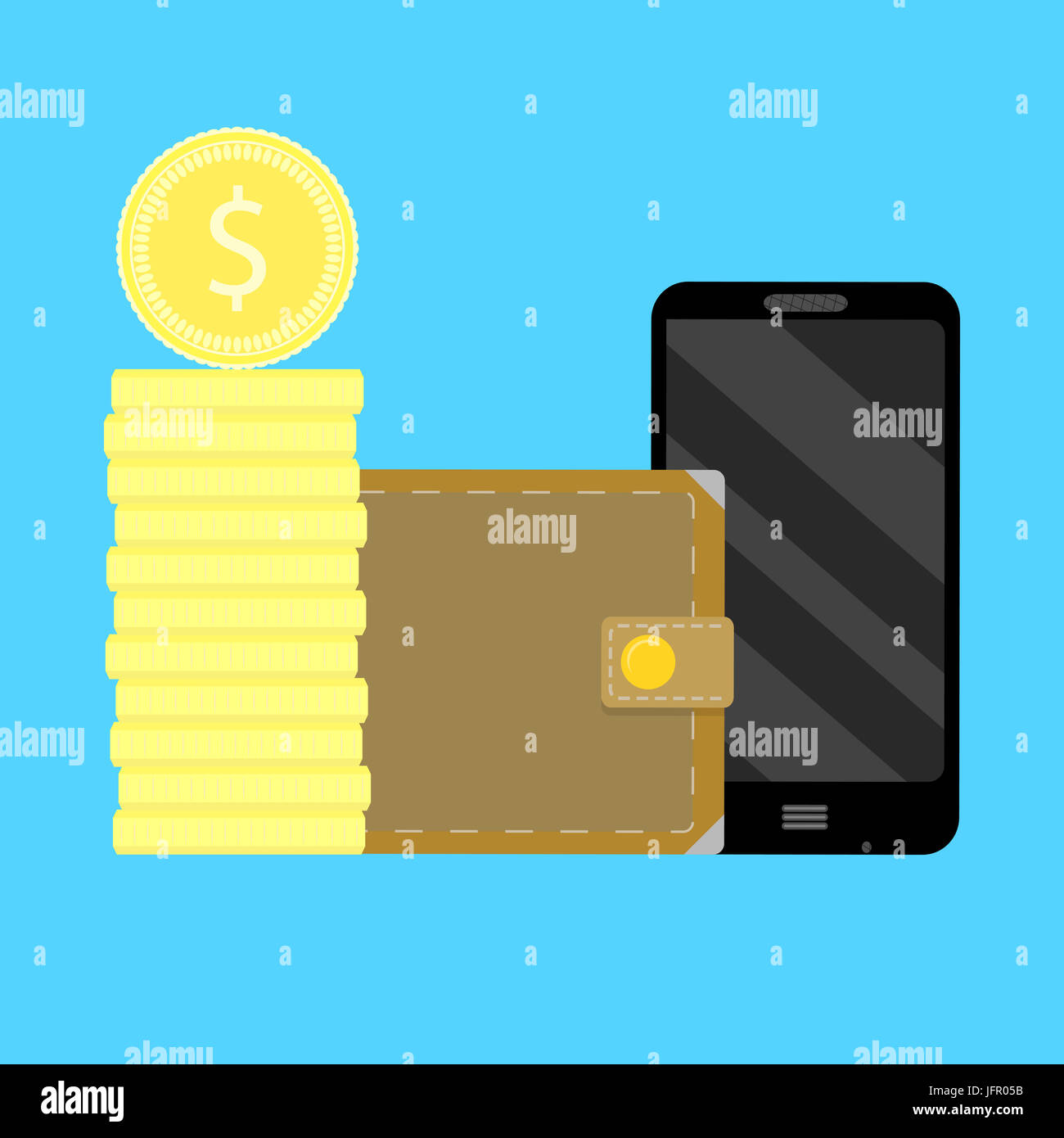 Mobile account replenishment. Telephone transaction, gold coins money ...
