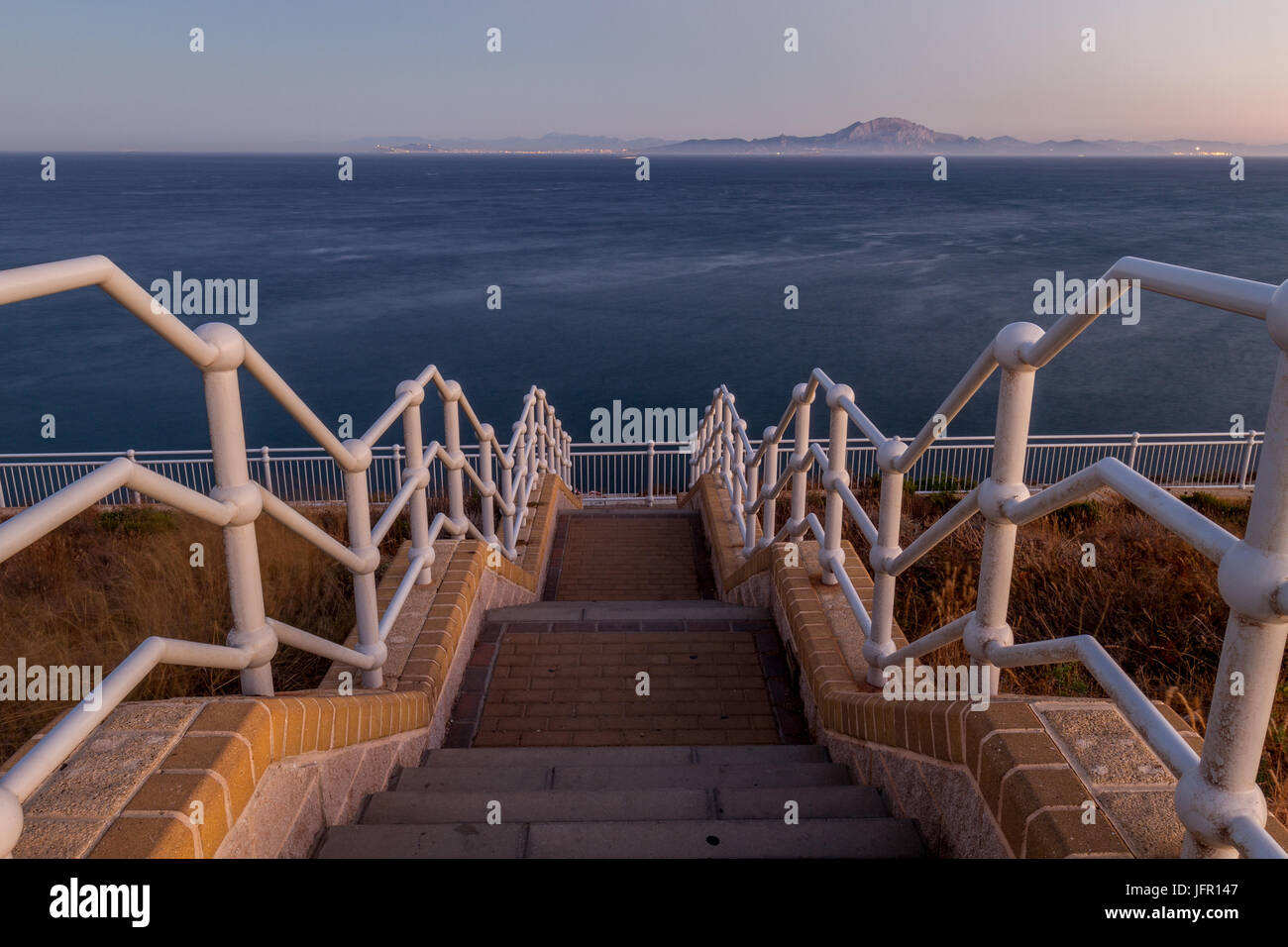 Steps on Gibraltar overlooking to Africa Stock Photo - Alamy