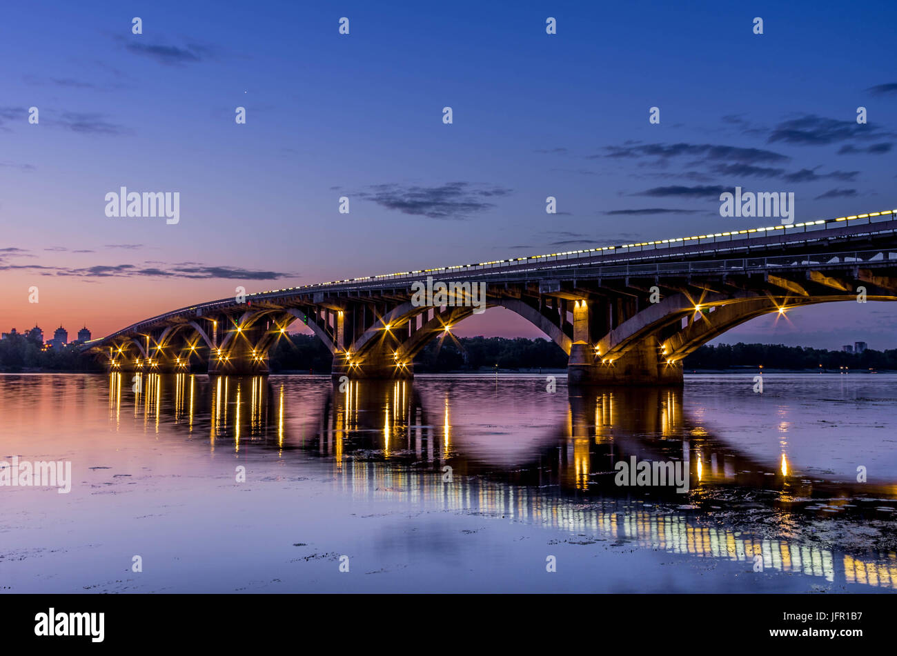 Metro Bridge. Metro Dnipro in Kyiv. Ukraine. City landscape. Bridge ...
