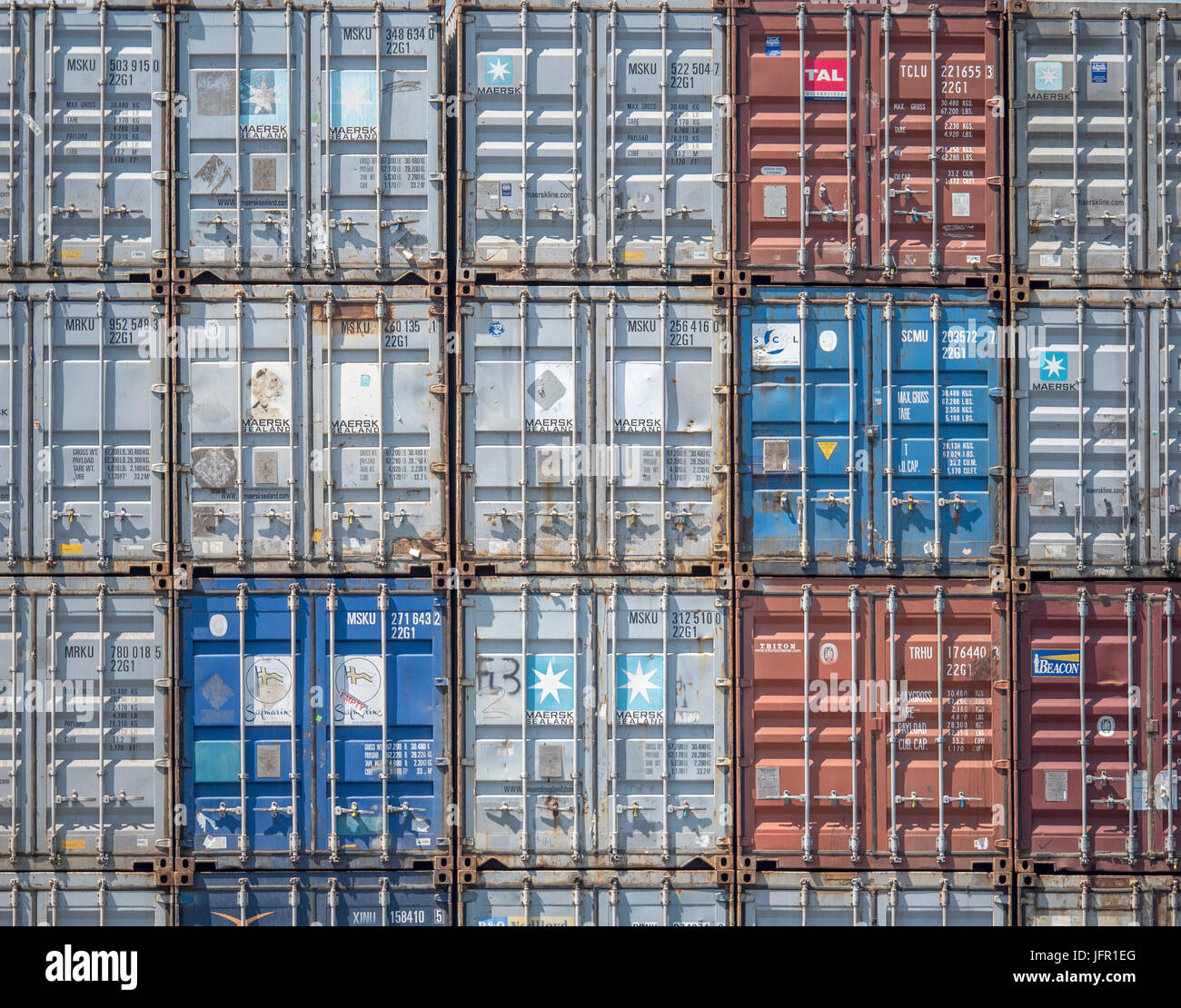 Shipping Cargo Containers Stacked On Top Of One Another Stock Photo - Alamy