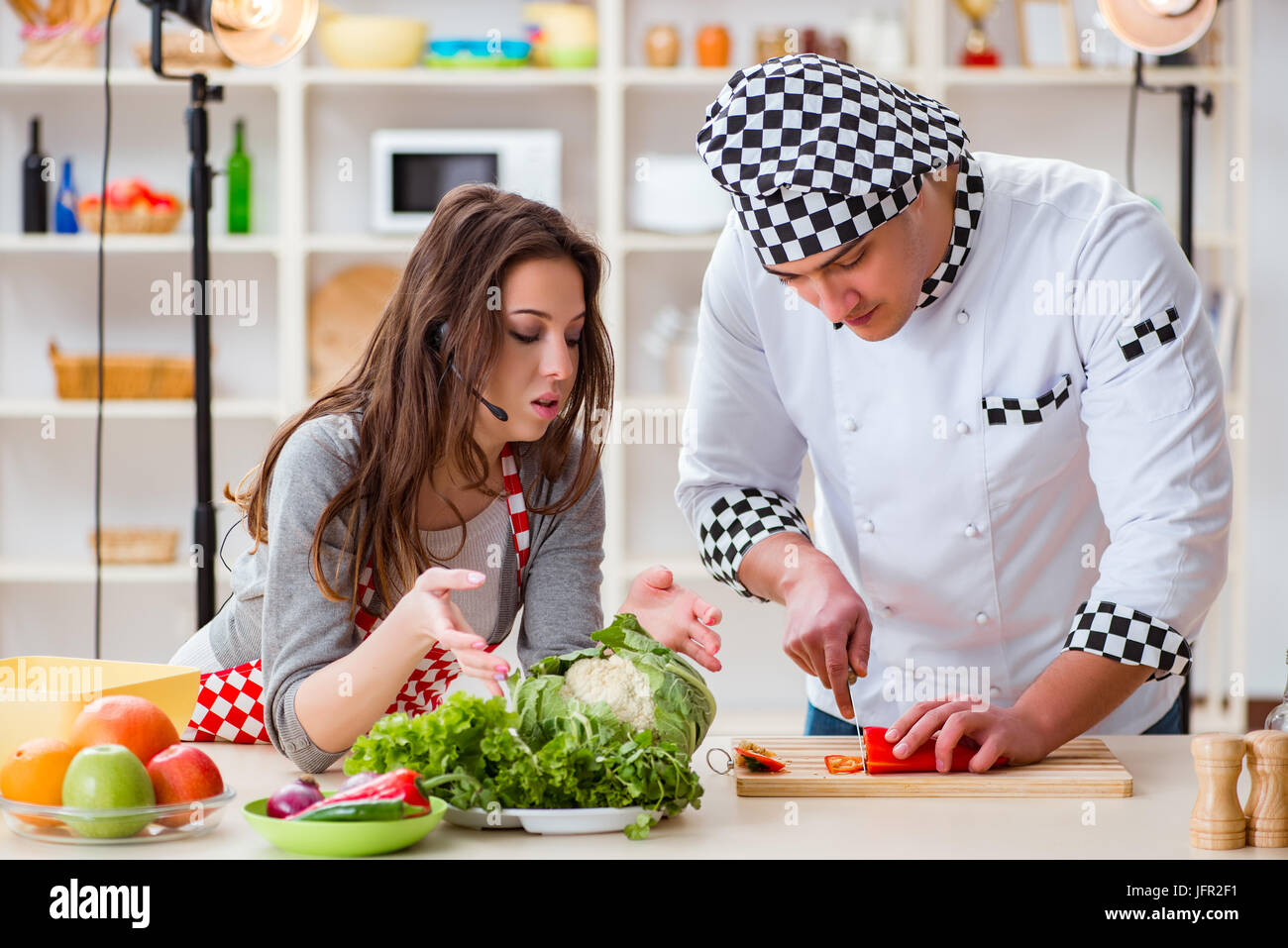 Food cooking tv show in the studio Stock Photo - Alamy