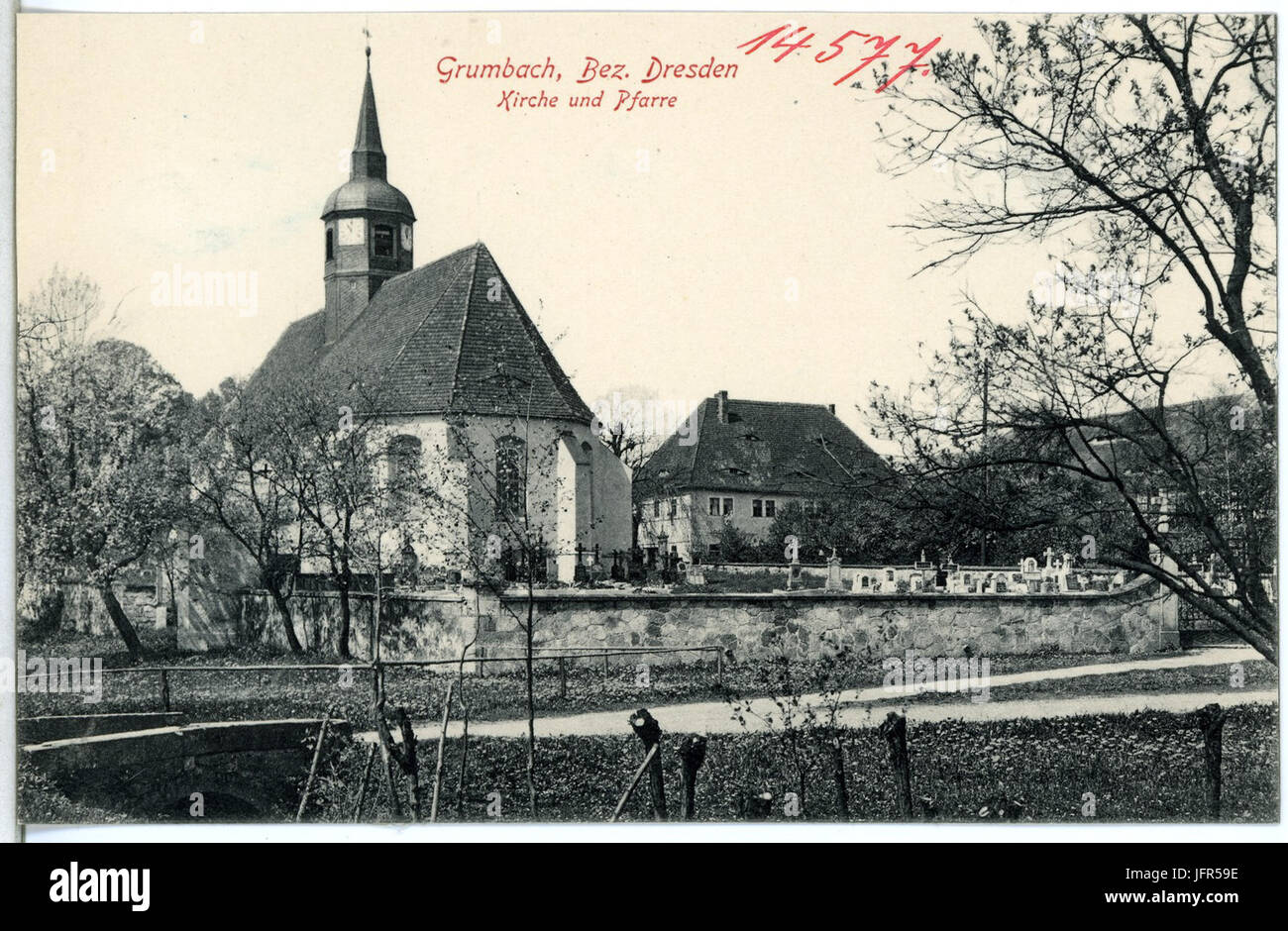 14577-Grumbach-1912-Kirche und Pfarre-Brück & Sohn Kunstverlag Stock ...