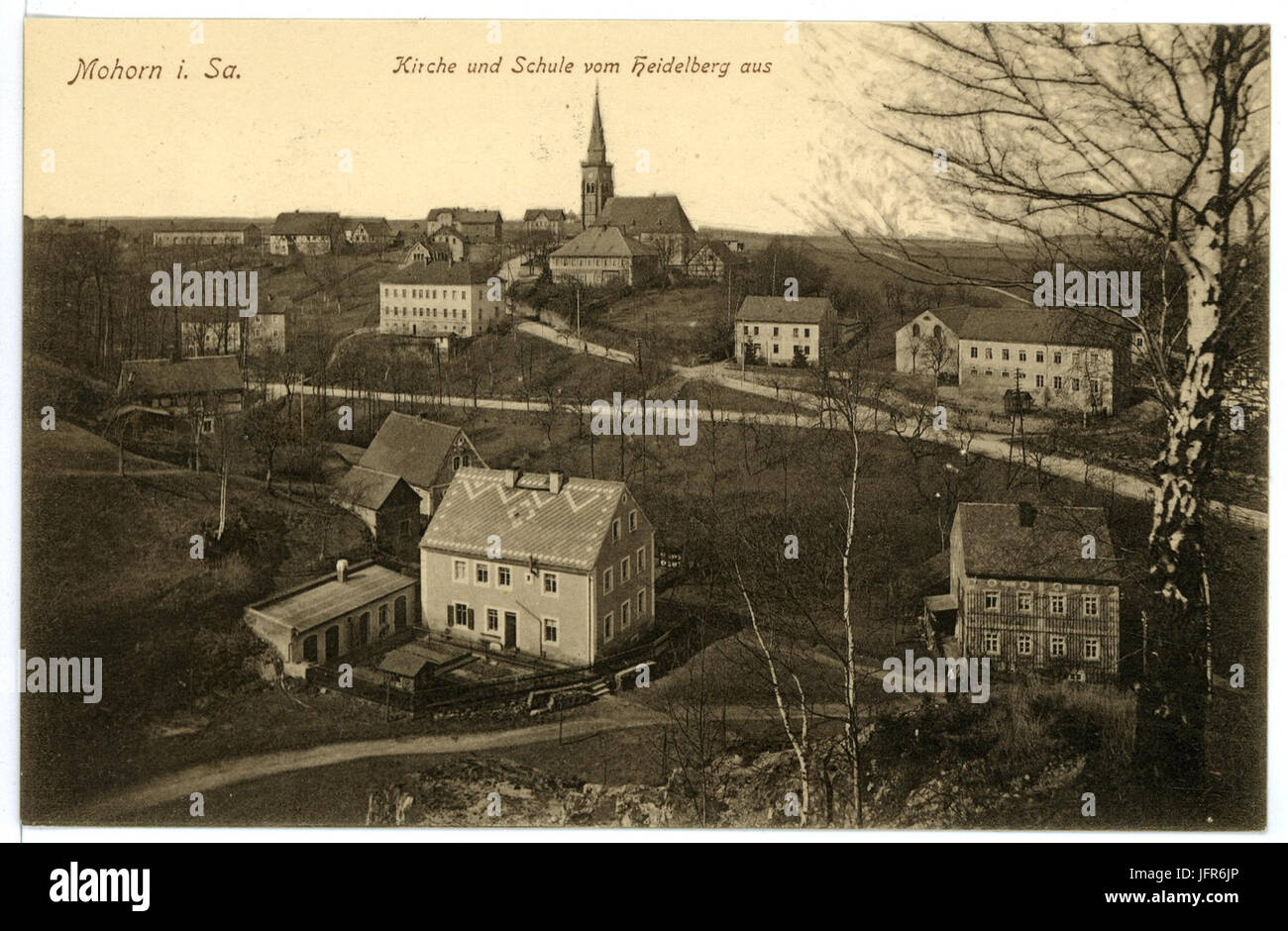15492-Mohorn-1913-Kirche und Schule vom Heidelberg aus-Brück & Sohn ...