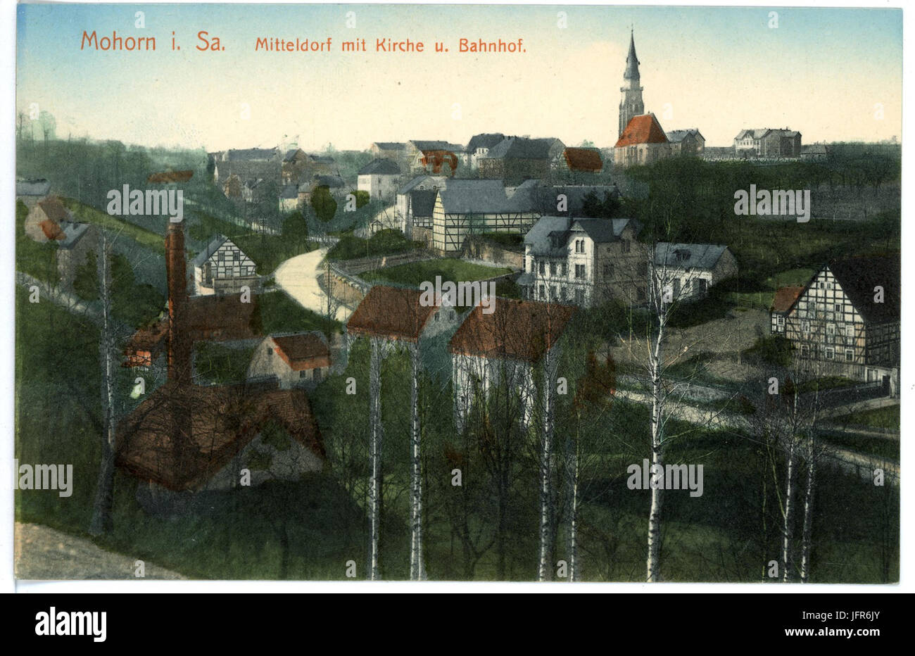 15495-Mohorn-1913-Schule, Kirche und Bahnhof-Brück & Sohn Kunstverlag ...