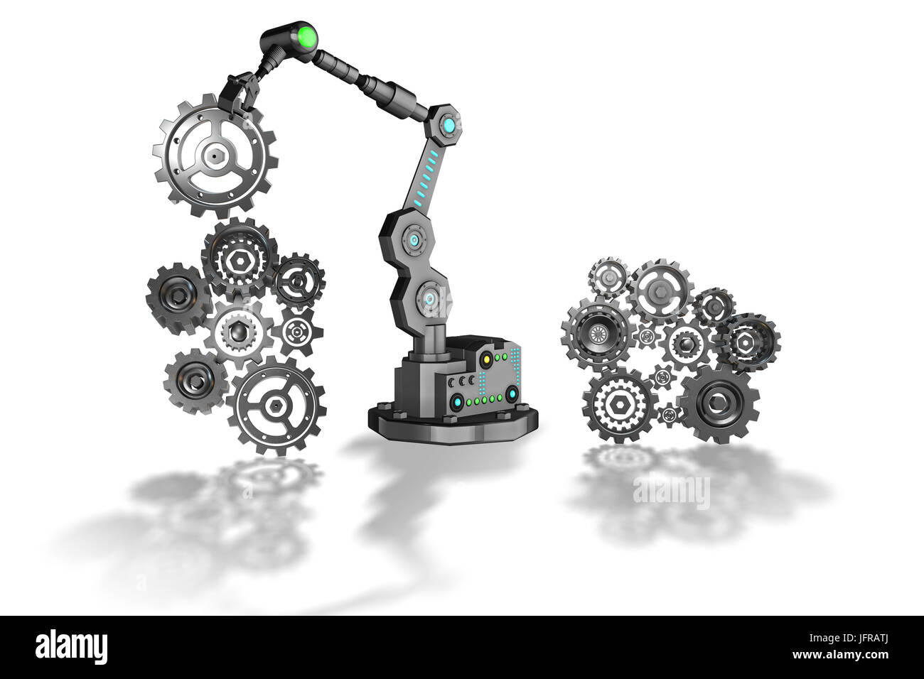 The robot putting cogwheels in connection Stock Photo - Alamy