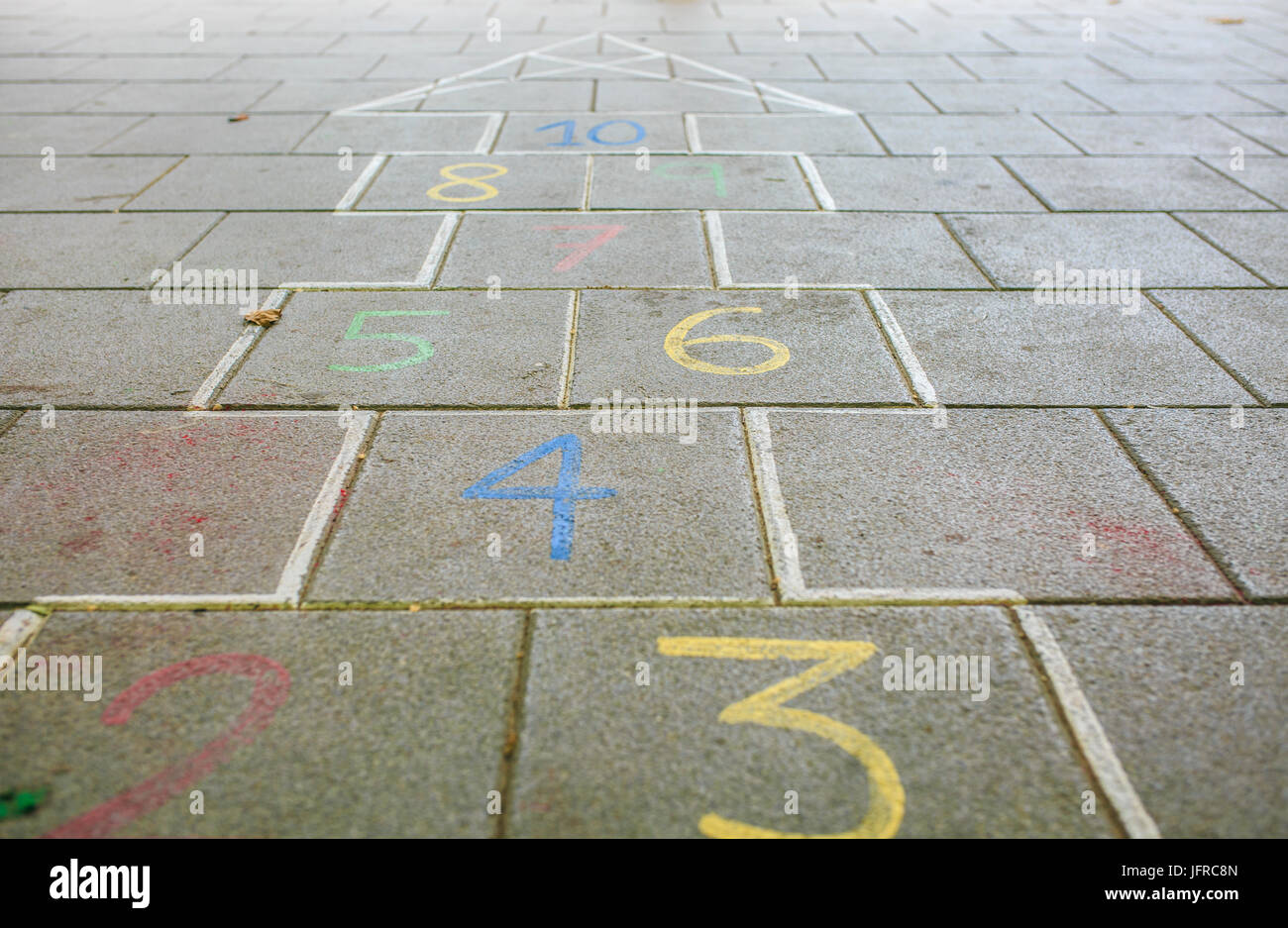 Numbers in the asphalt for children game Stock Photo - Alamy