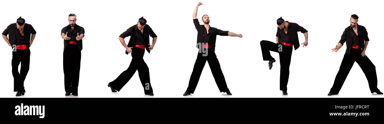 The spanish dancer in various poses on white Stock Photo - Alamy