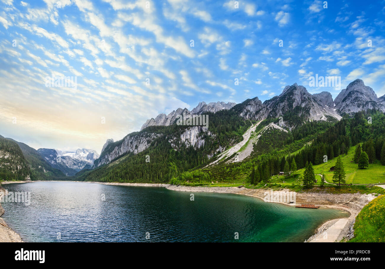 Alpine summer lake sunset panorama Stock Photo - Alamy