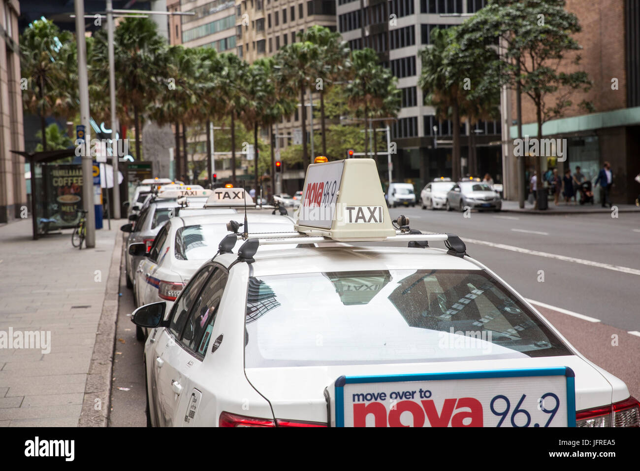 Sydney taxis in taxi rank waiting for fares in Phillip street in Sydney ...