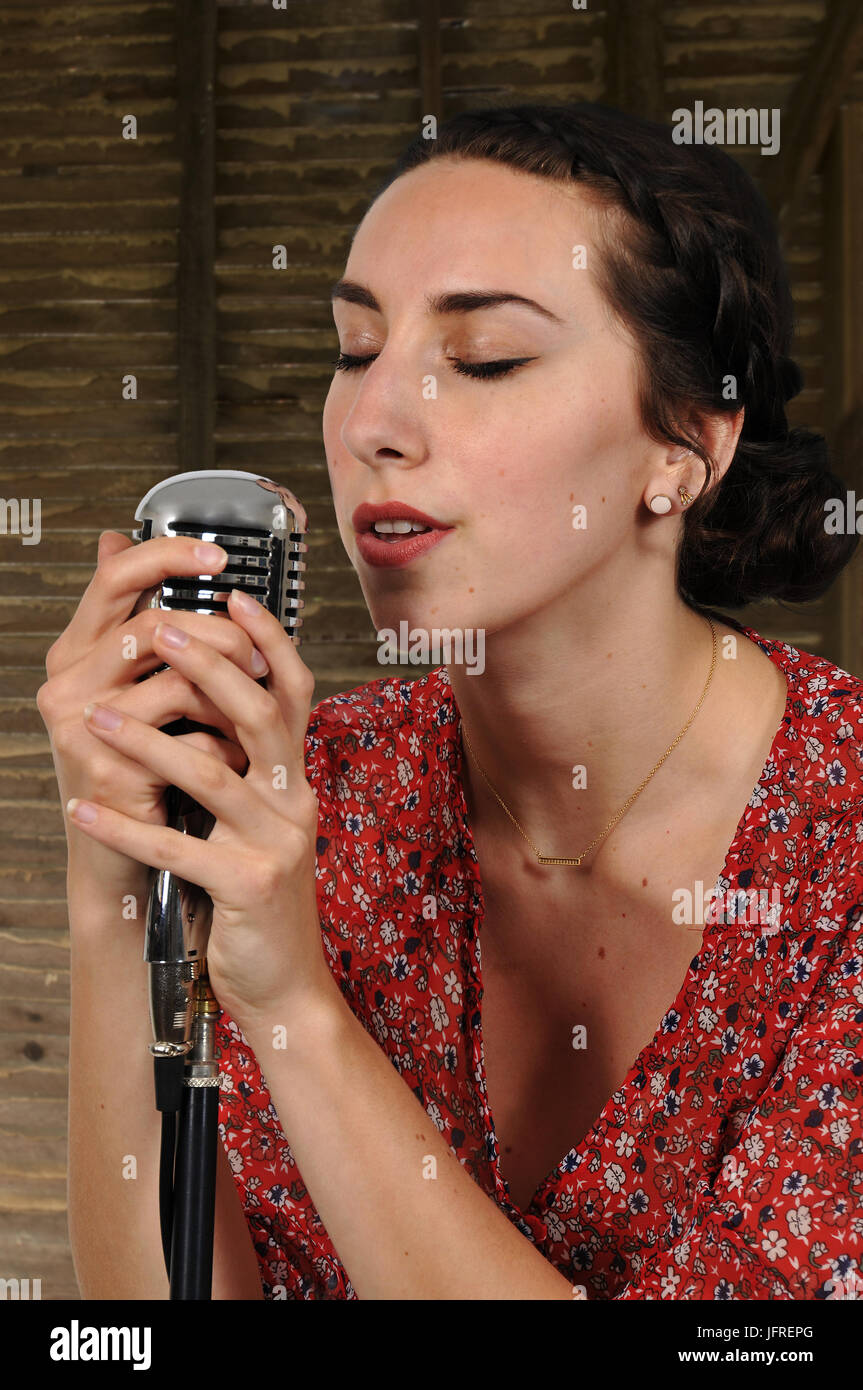 Vintage Woman Singer Stock Photo - Alamy