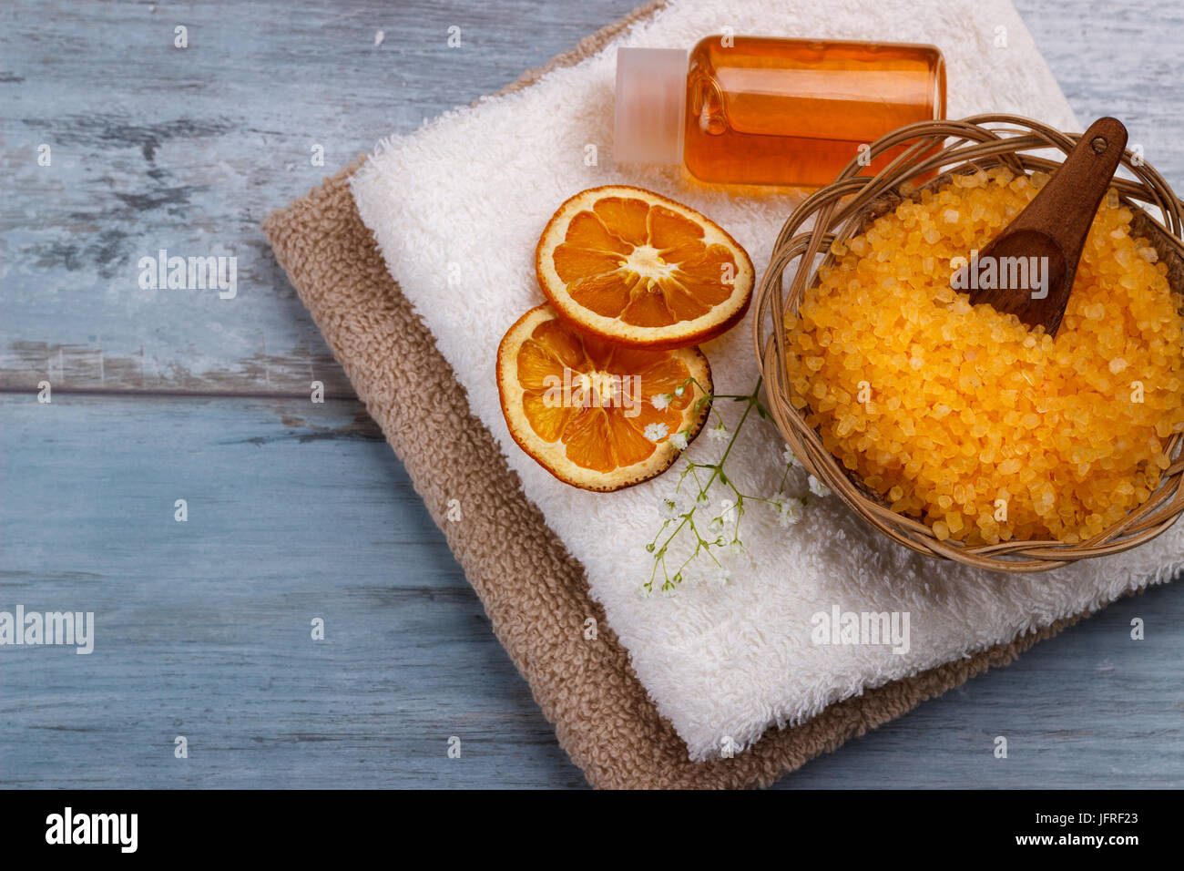 Orange Spa and wellness setting Stock Photo - Alamy