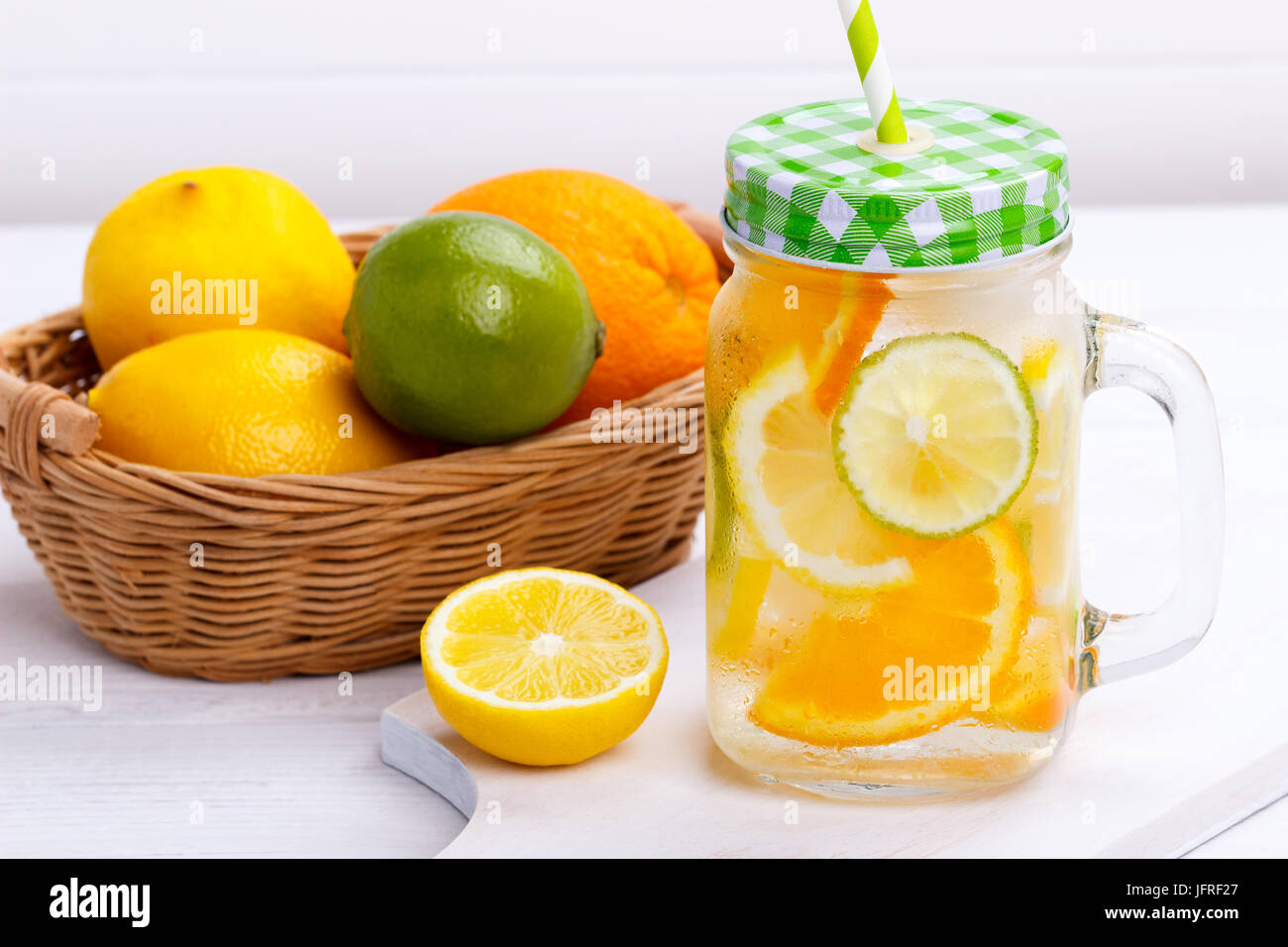 Detox fruit infused water Stock Photo - Alamy