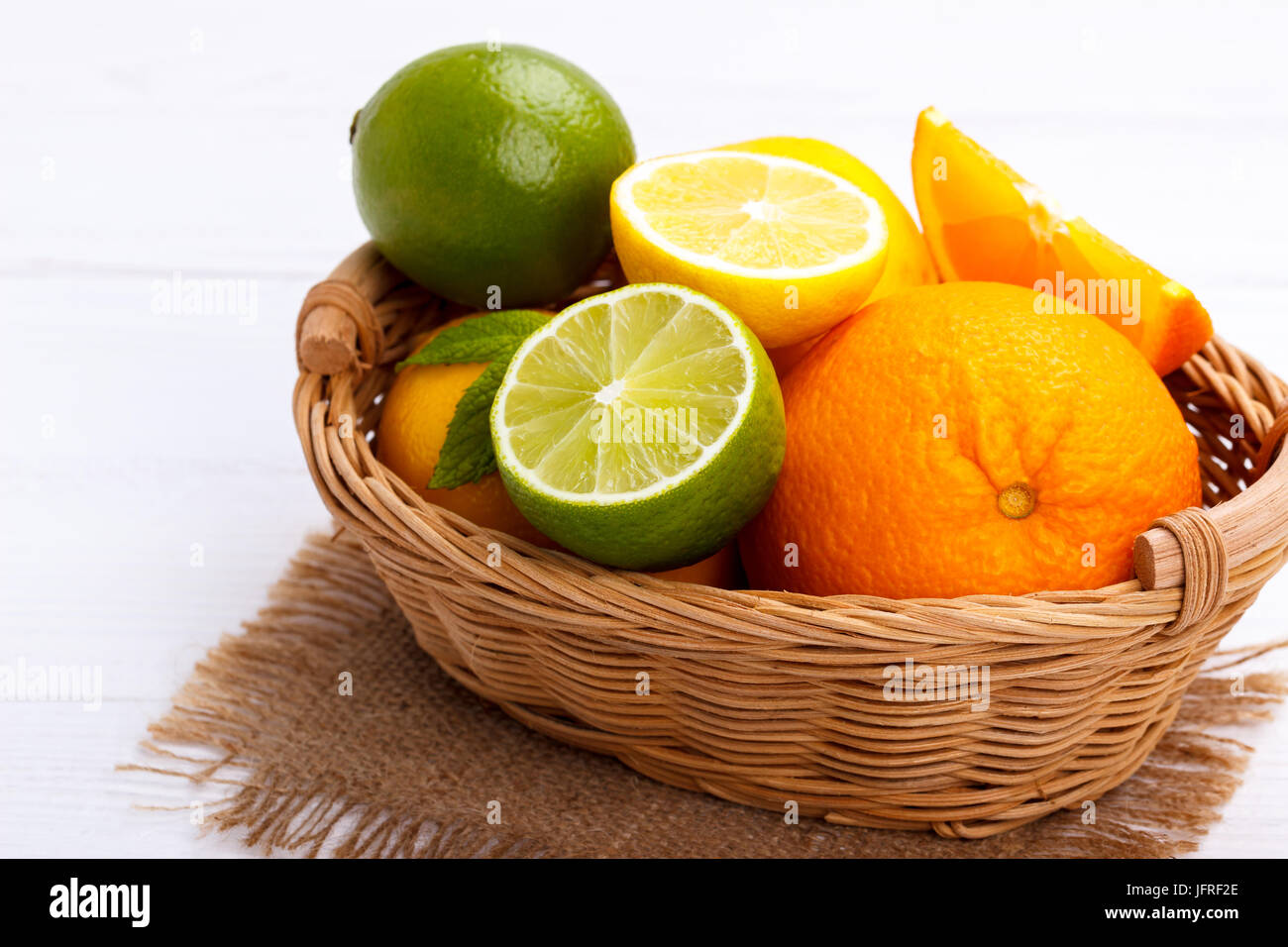 Basket of Citrus Fruit Stock Photo - Alamy