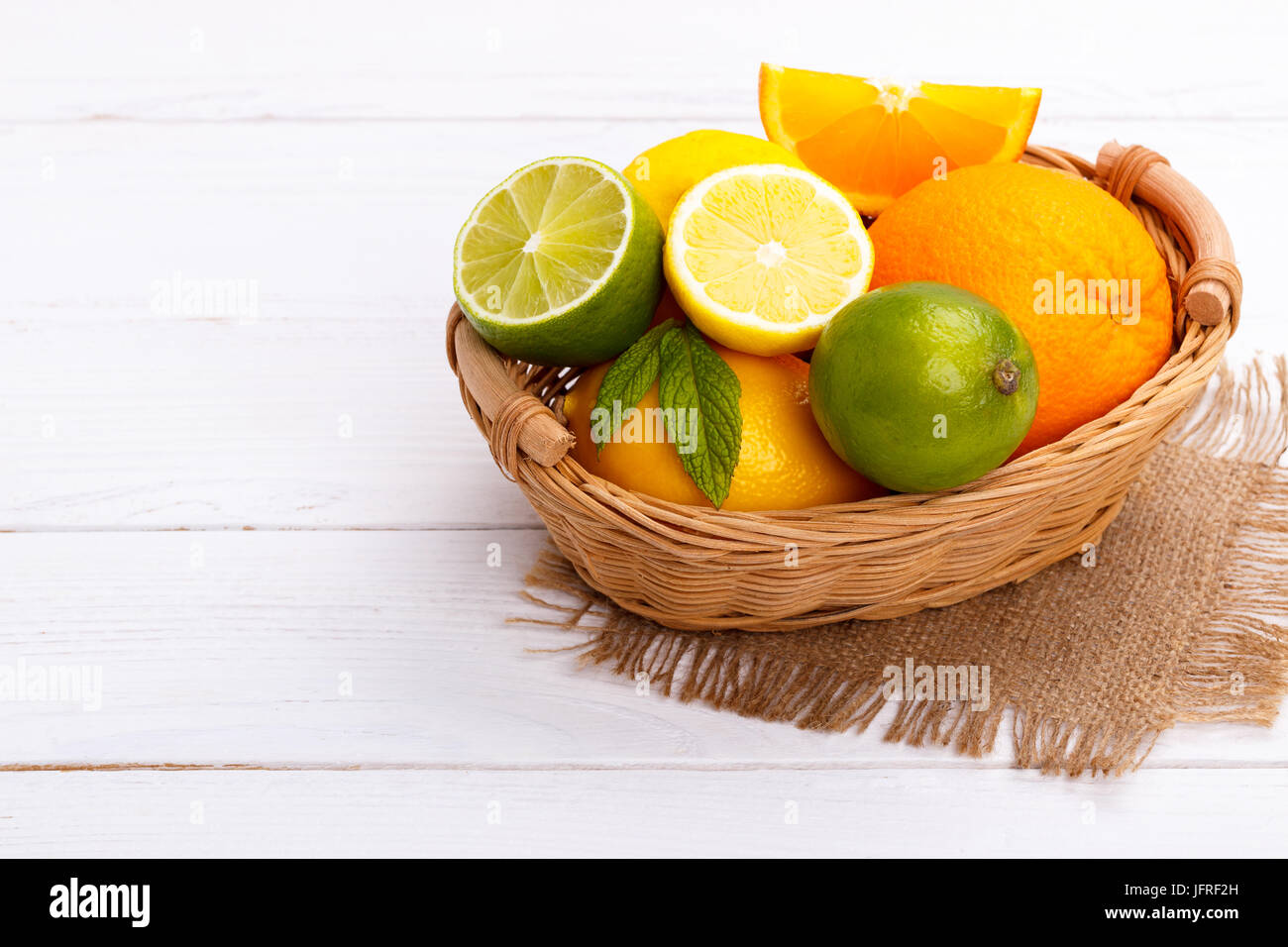 Basket of Citrus Fruit Stock Photo - Alamy