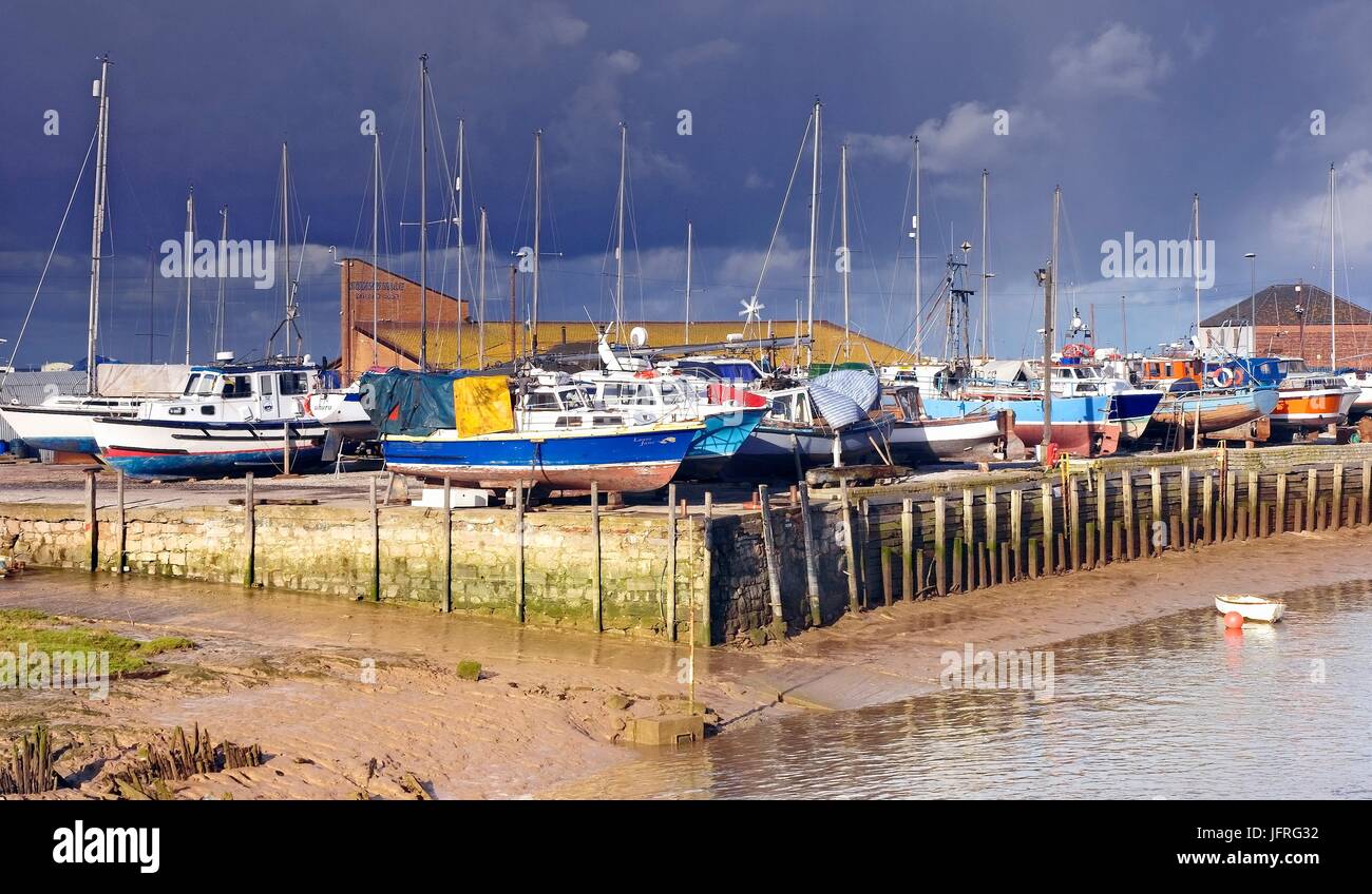 A view of Foryd Harbour, Rhyl at low tide Stock Photo - Alamy