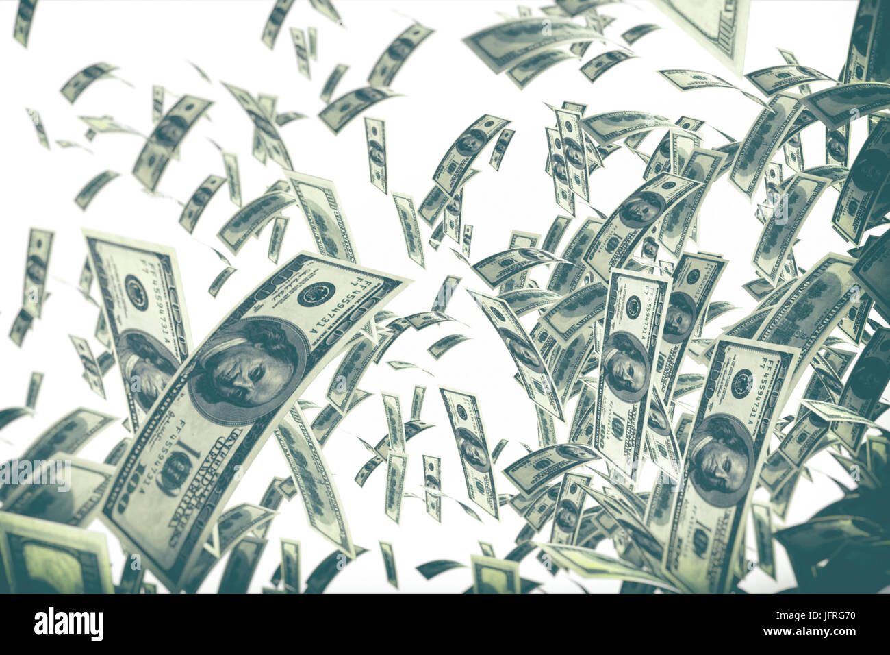 Falling bills isolated on white background Stock Photo - Alamy