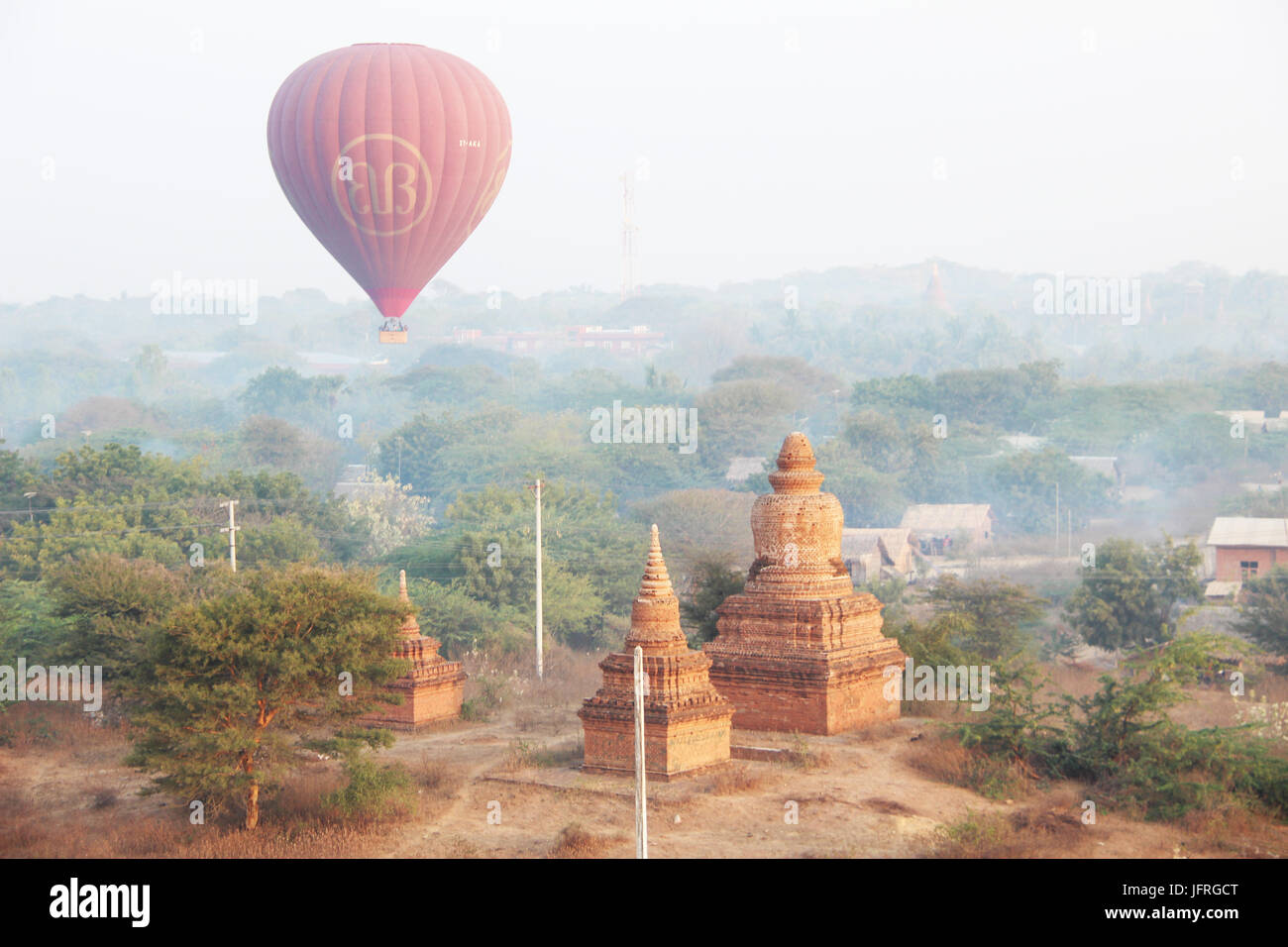 Balloon flight in Bagan, Myanmar Stock Photo - Alamy