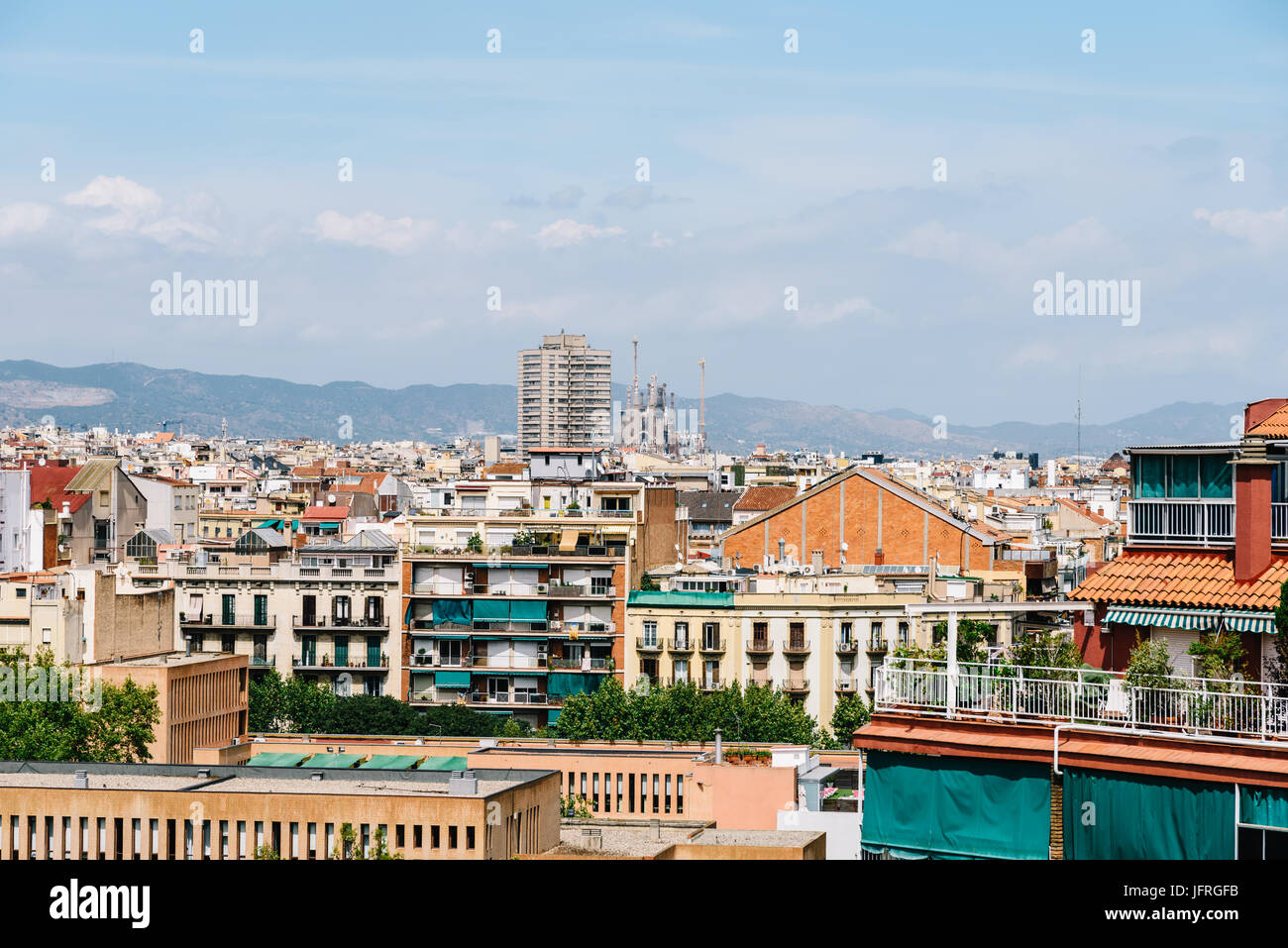 Aerial view of buildings in the city of barcelona hi-res stock ...