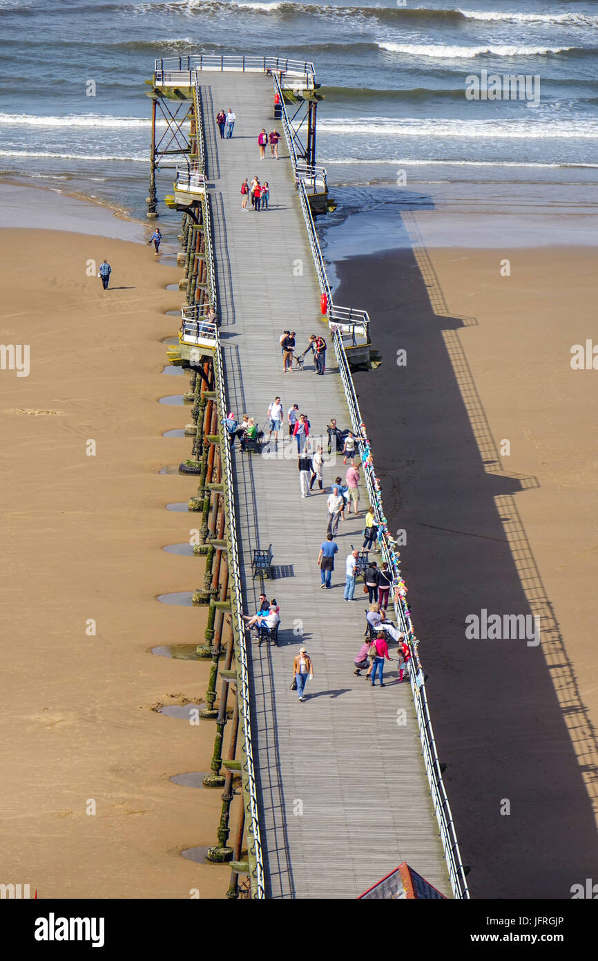 Typical English summer seaside holiday, Saltburn by the Sea, North ...